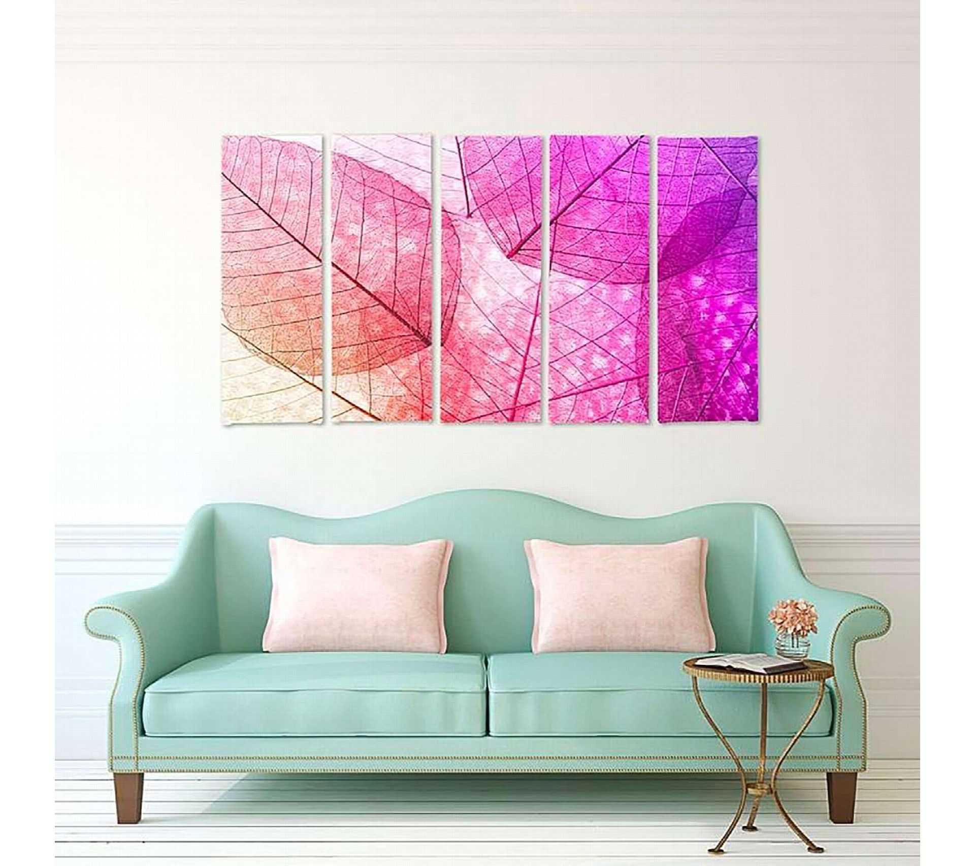 Tableau Feuilles De Rose 200 X 100 Cm Rose - Tableau - Toile BUT