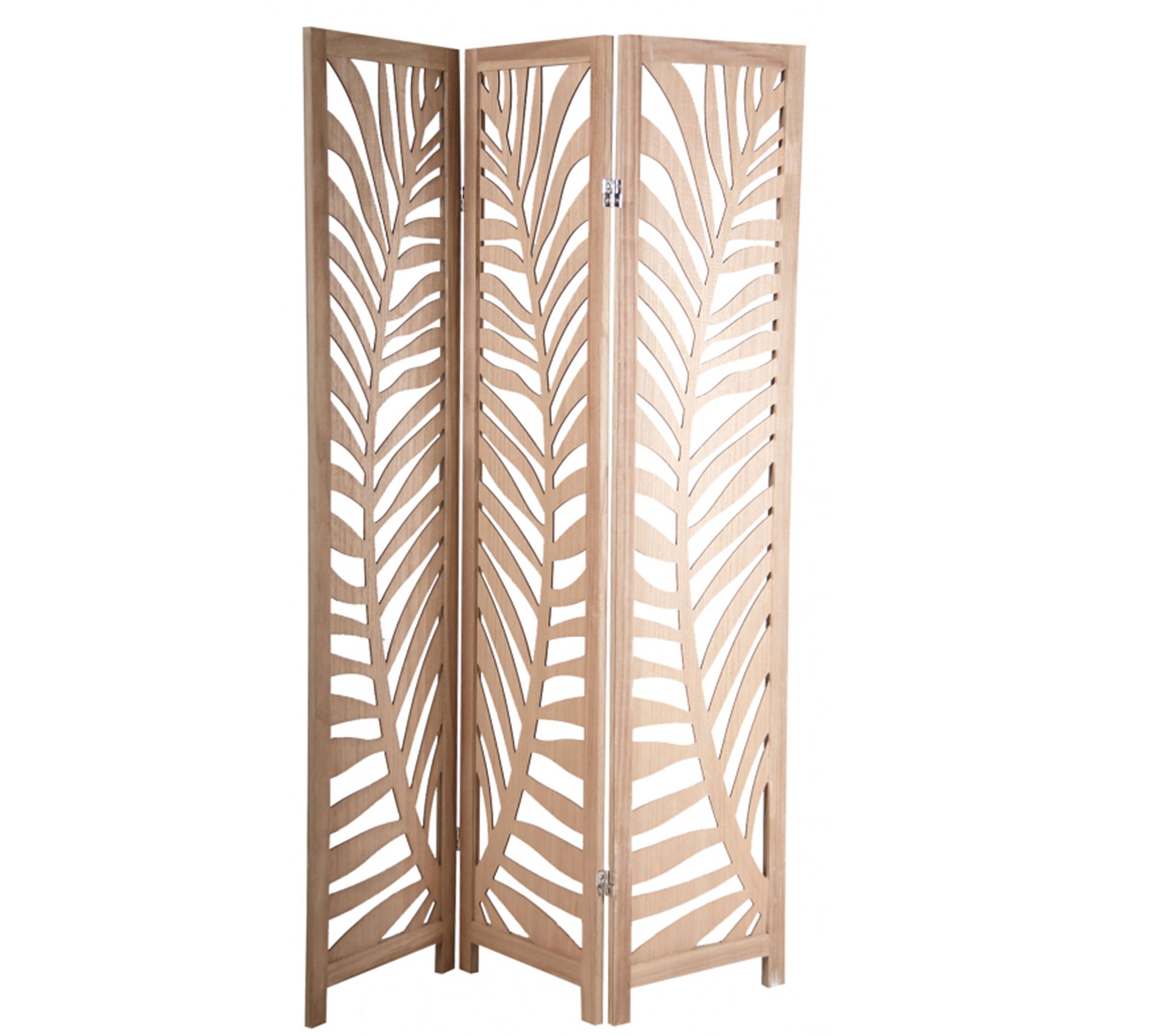 Paravent 3 Pans En En Bois Ajourer Feuillage Naturel - 120 X 170 Cm ...