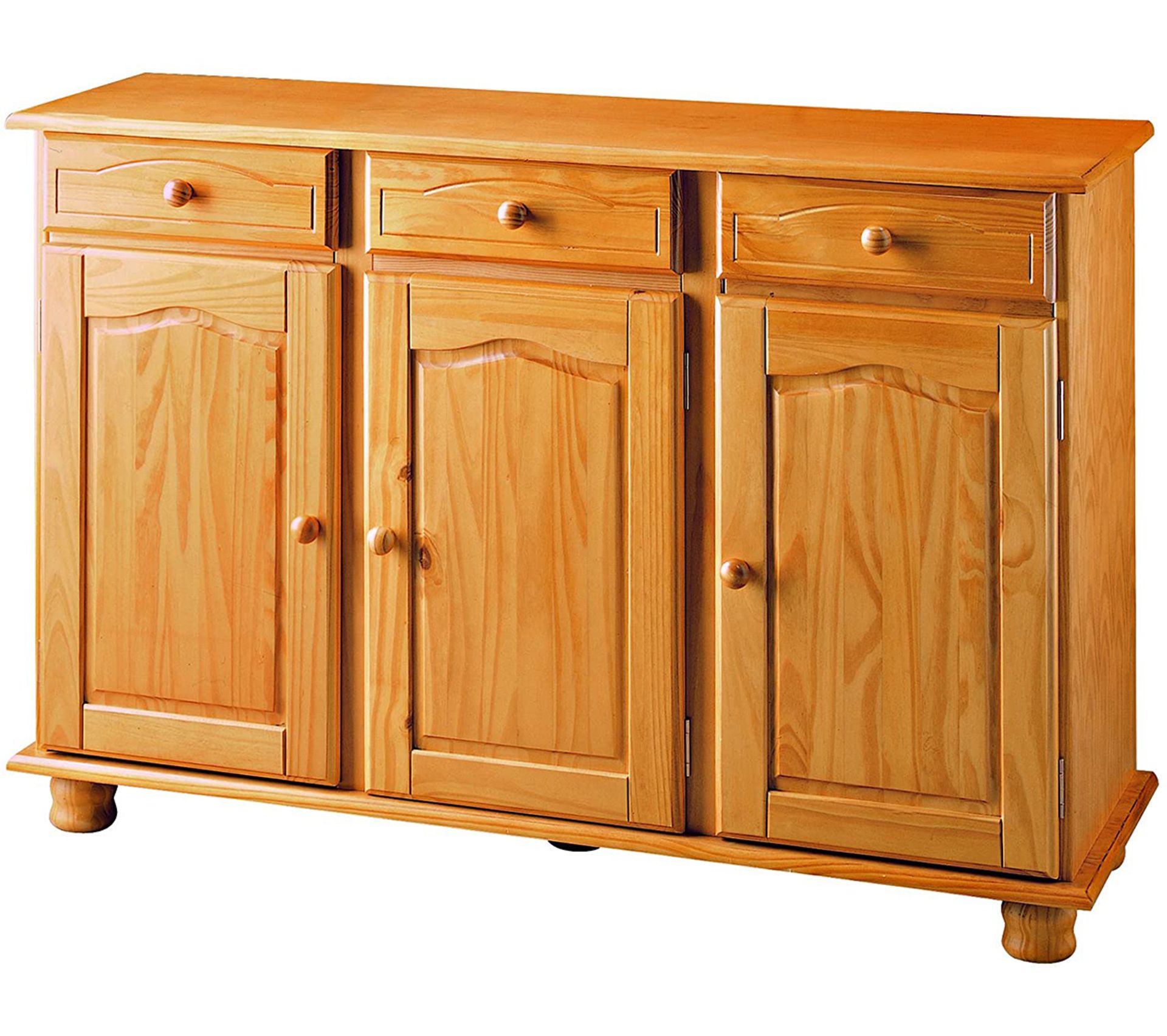 Buffet 3 Portes En Pin Massif Coloris Miel - Longueur 130 X Profondeur ...