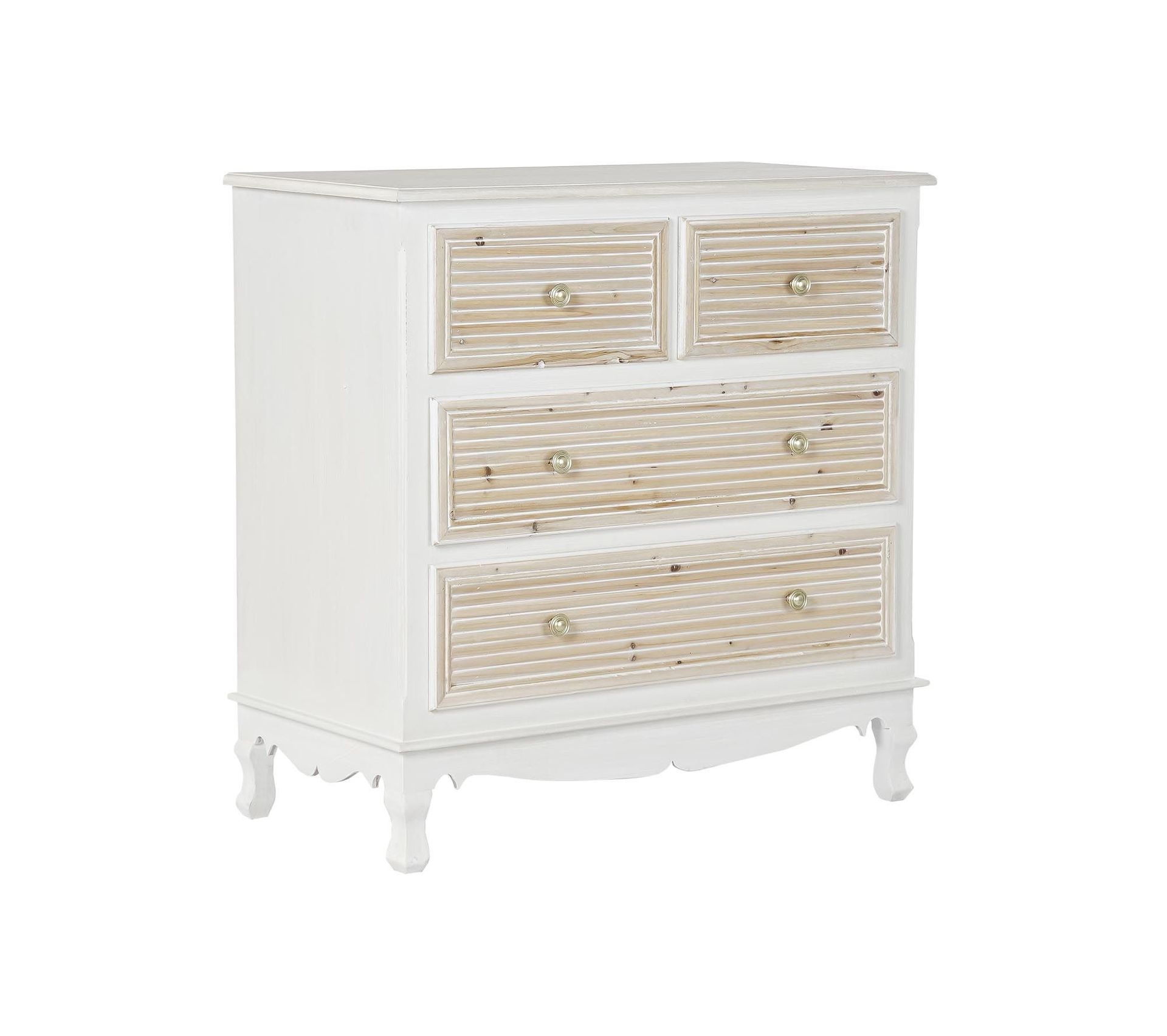 Commode En Bois Mdf Blanc Avec 4 Tiroirs - Largeur 80 X Hauteur 80 X ...