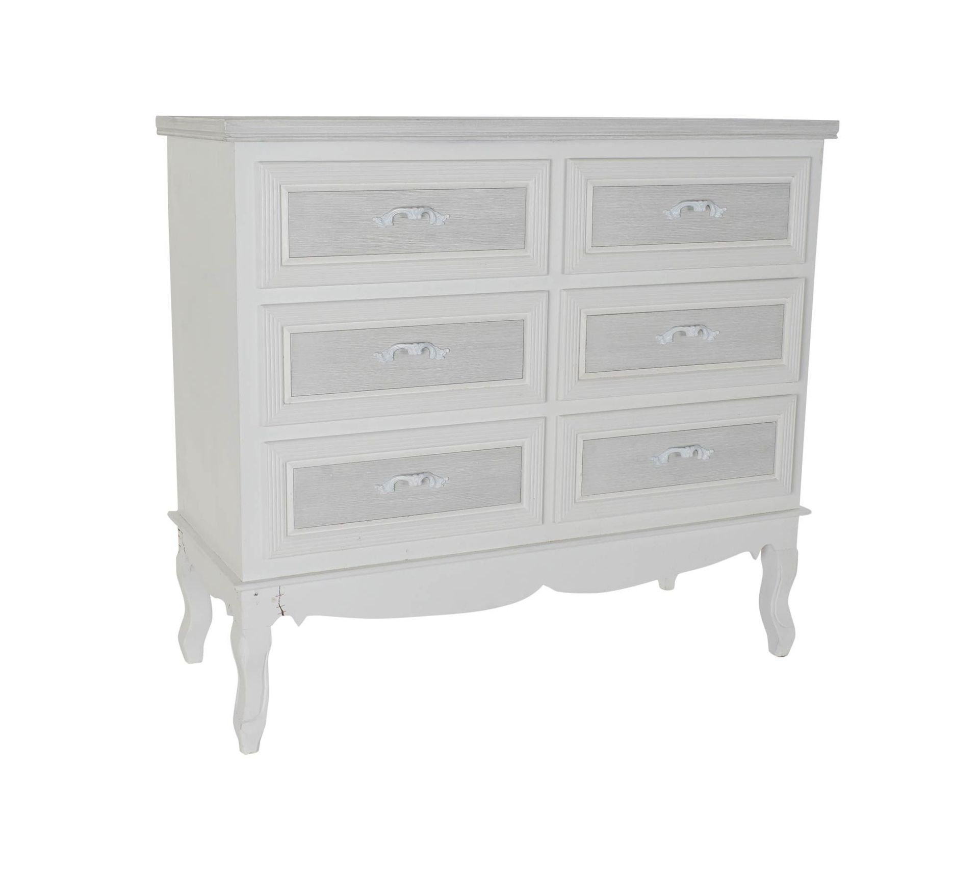 Commode En Bois Mdf Blanc Avec 6 Tiroirs - Largeur 100 X Hauteur 87 X ...