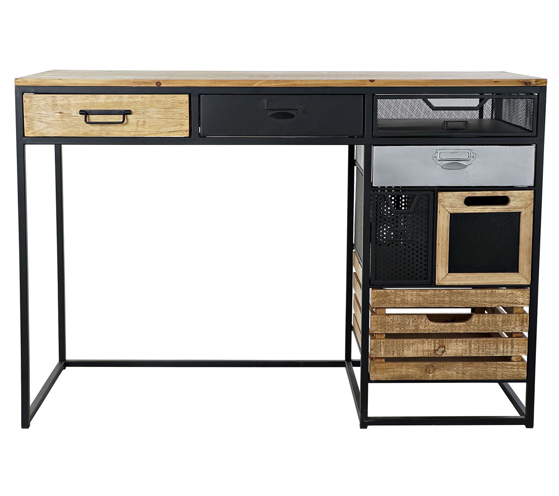 Bureau En Bois Et Métal Multicolore - Longueur 110 X Hauteur 77 X ...