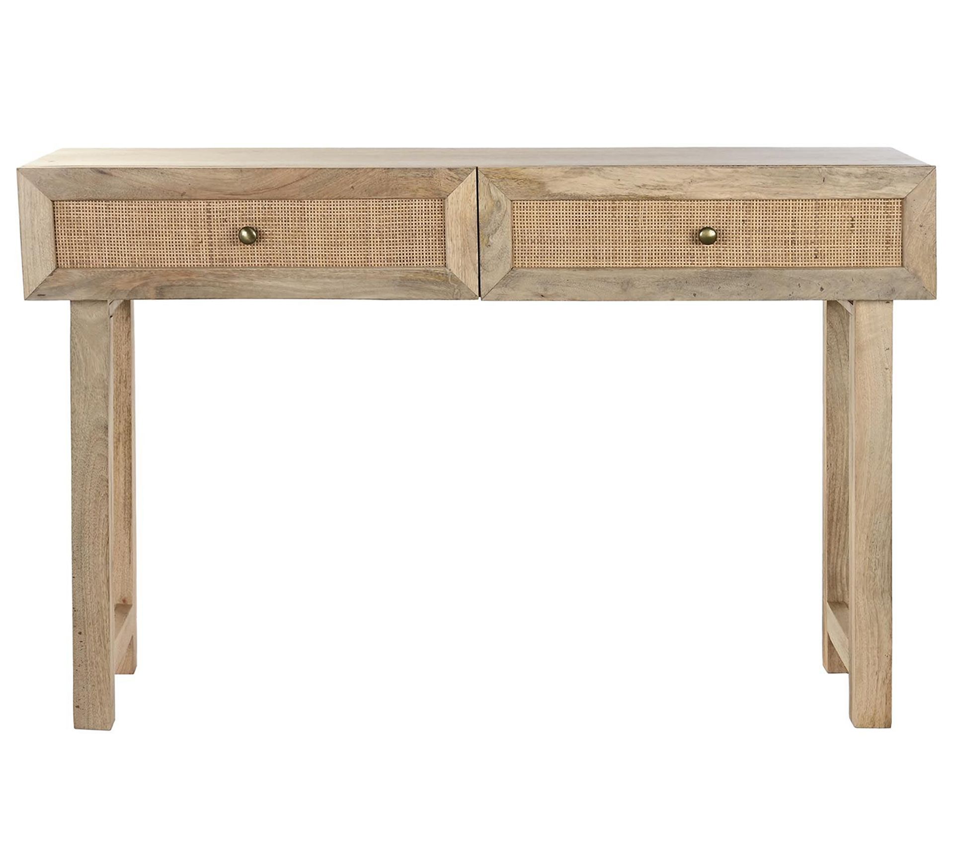 Console Table En Bois De Manguier Et Rotin Coloris Naturel - L. 120 X P ...