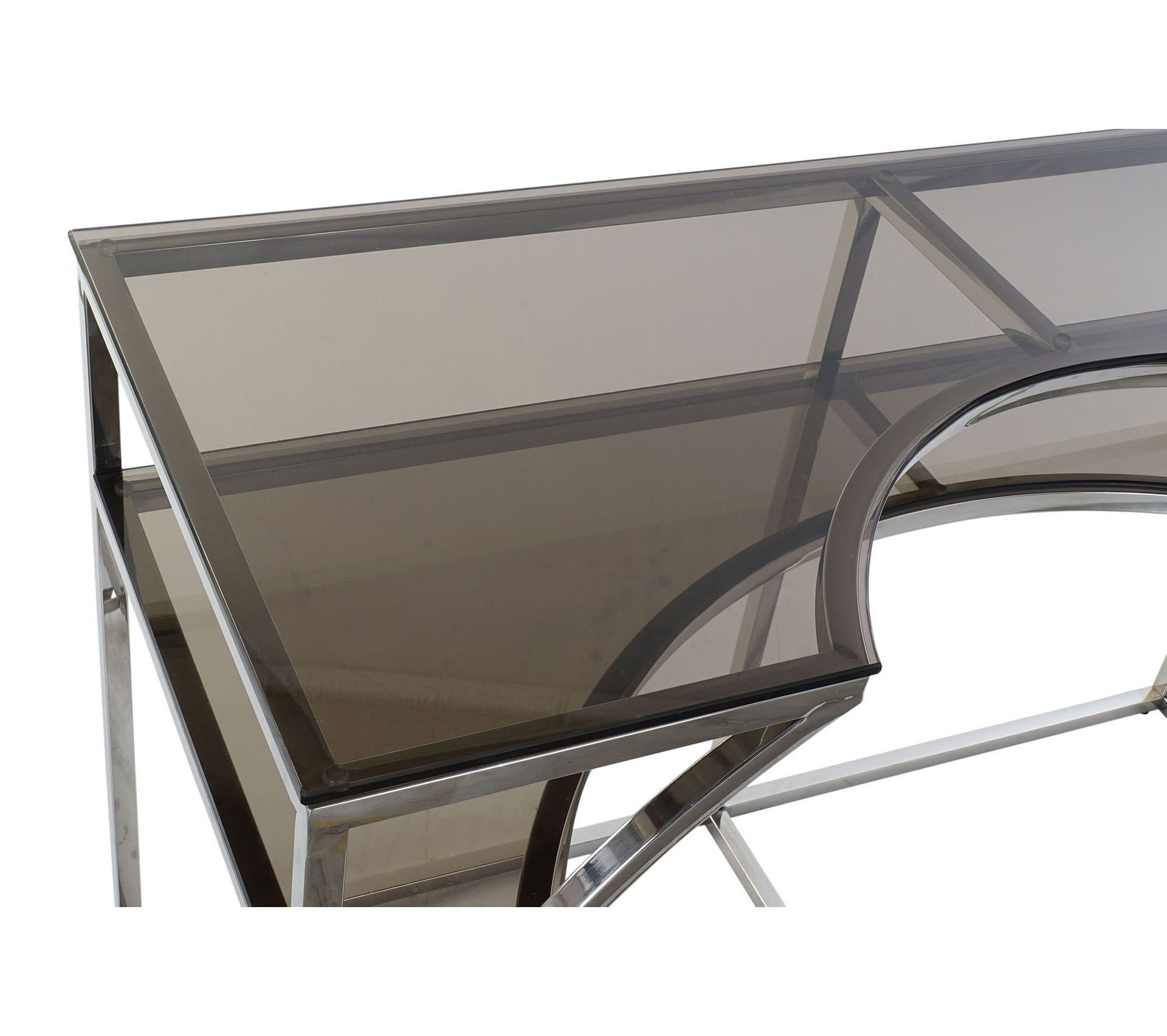 Console / Table Console En Acier Et Verre Coloris Argenté - L. 120 X P ...