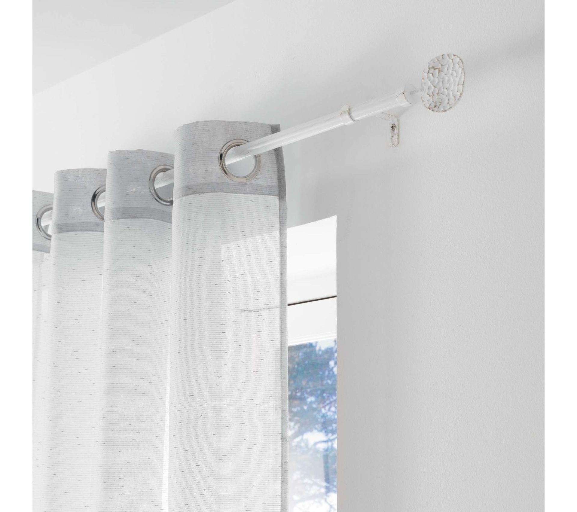 Kit De Tringle À Rideaux Extensible Disque Martelé - L120 /l210 Cm ...