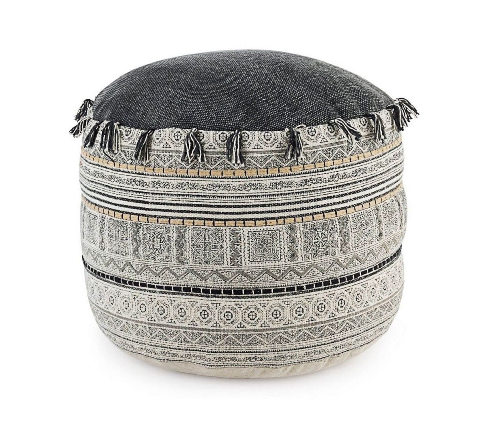 Pouf Rond Finn Gris Anthracite Oriental - Pouf - Poire BUT