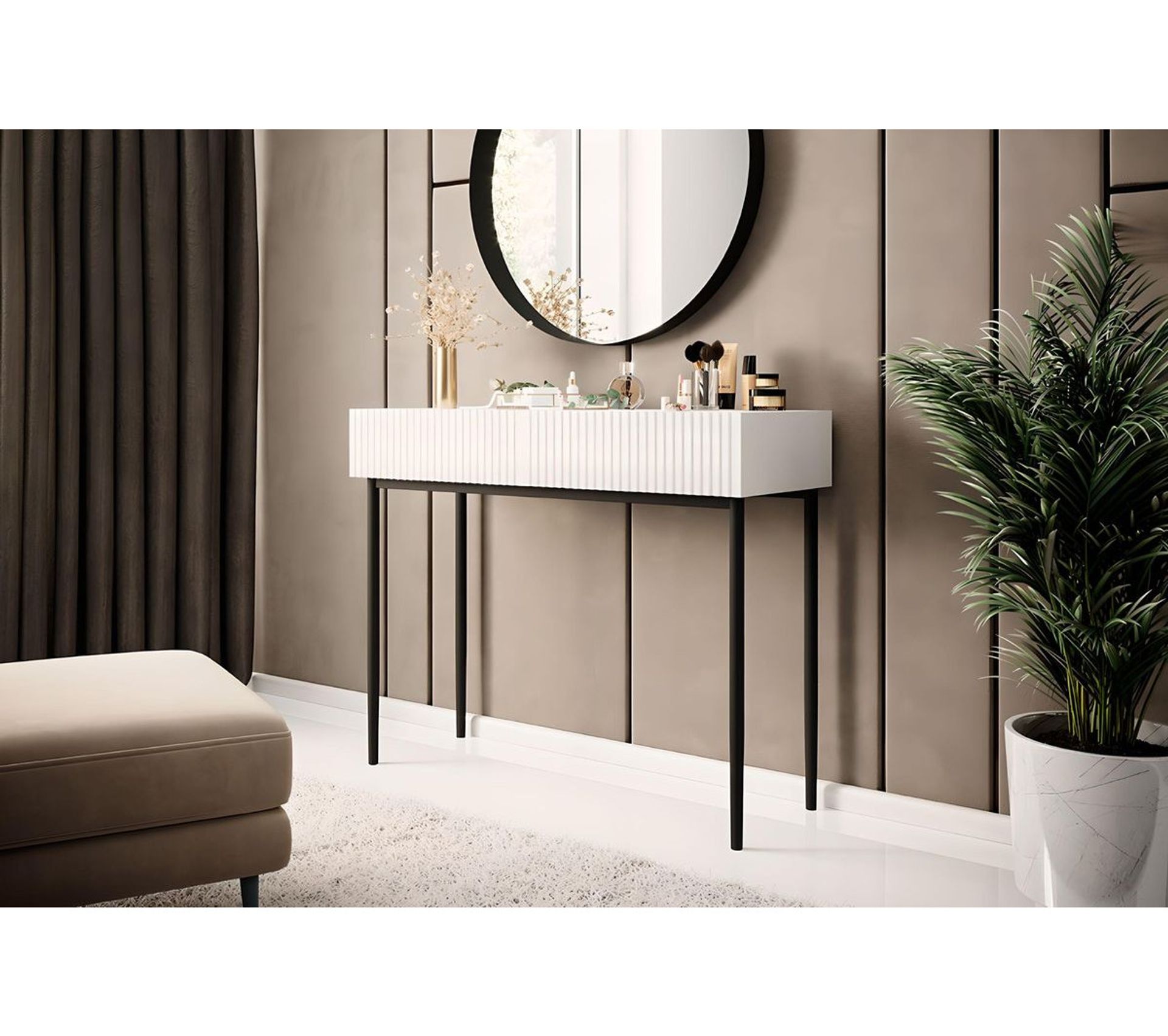 Console 2 Tiroirs Kasha Pieds Noir Blanc Moderne