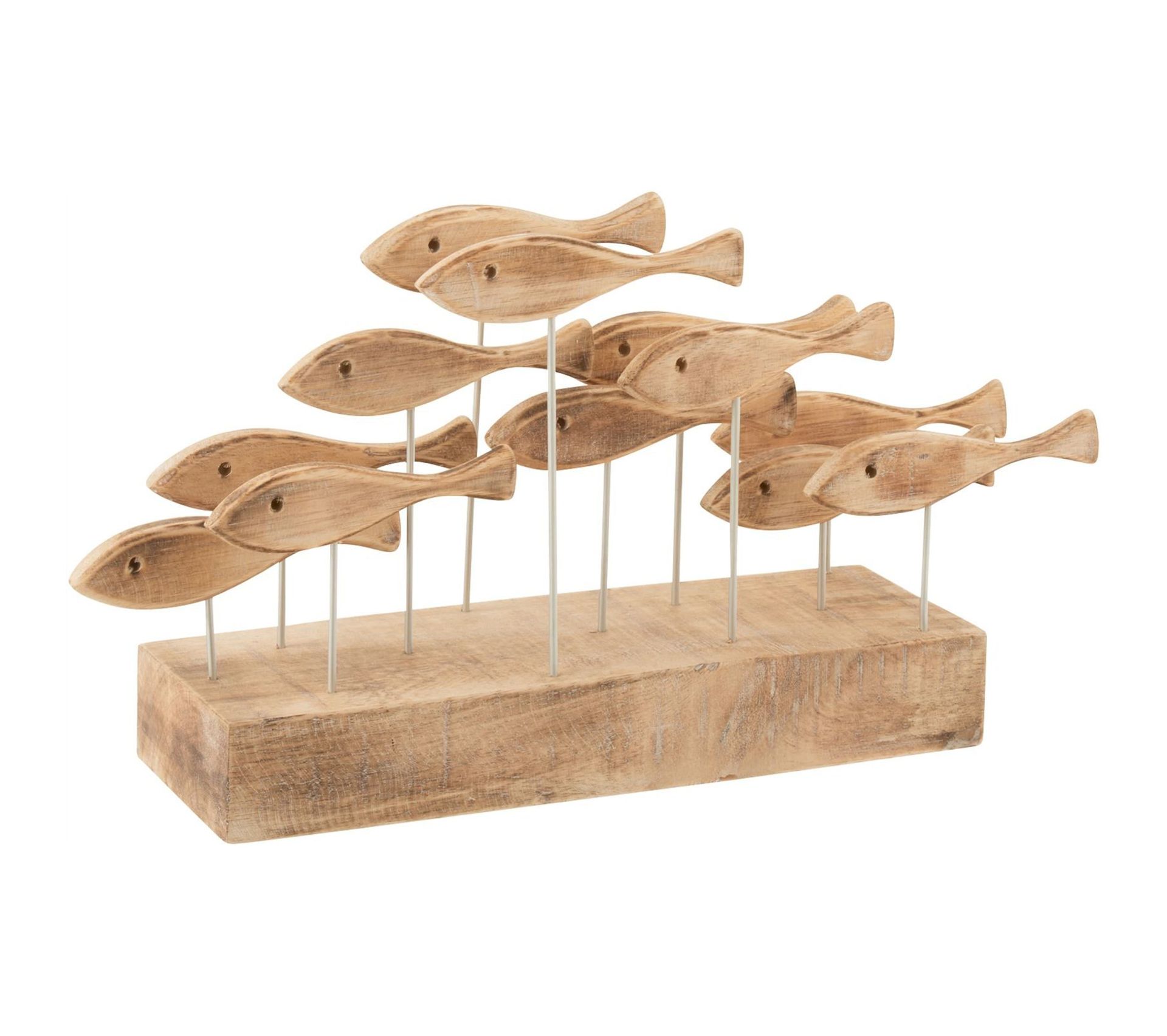 Sculpture Poisson Bois Clair Bois 54x14x34cm - Statue - Objet à poser BUT