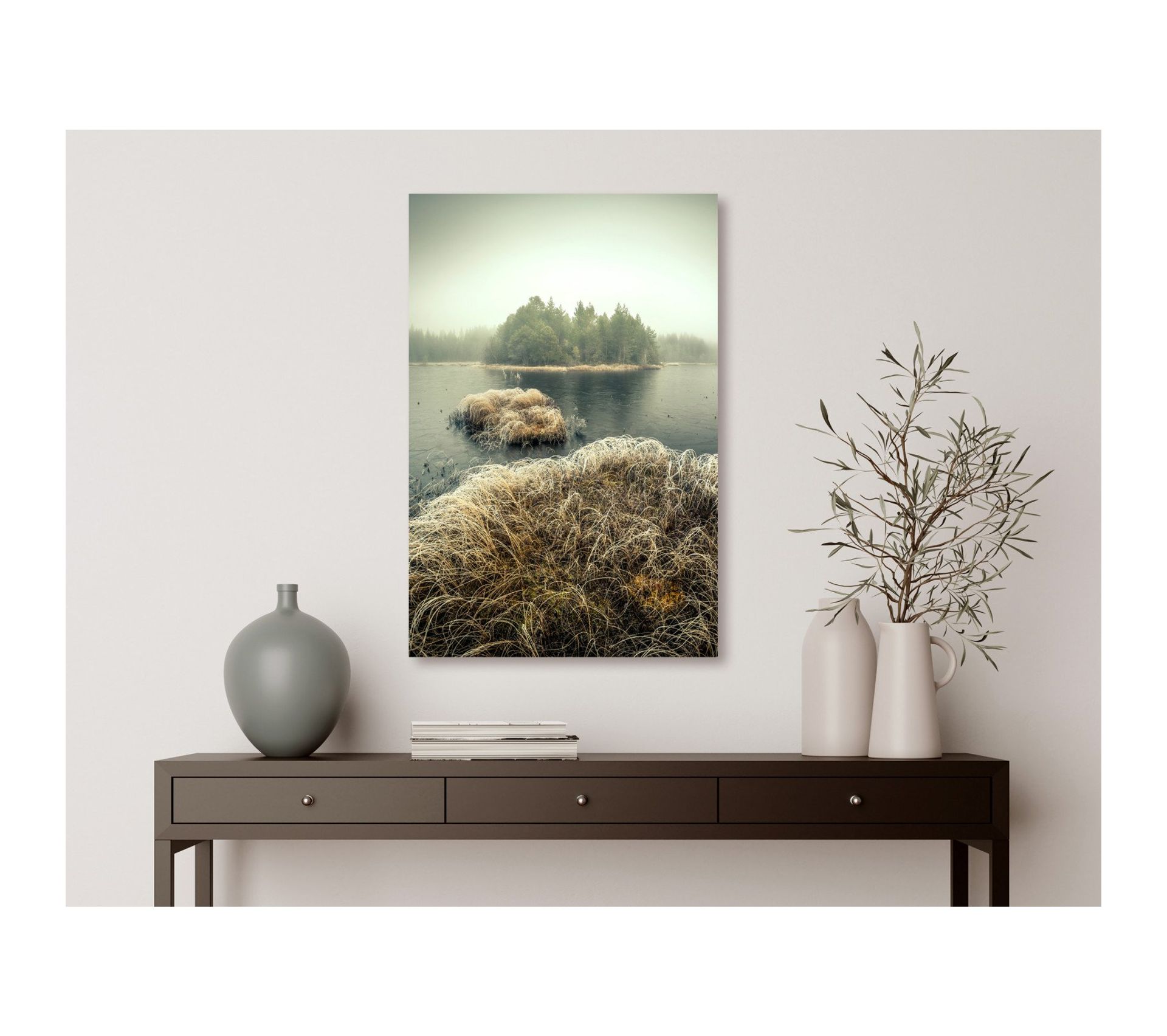 Tableau Autumn In The Wetlands Vertical 60 X 90 Cm Beige - Tableau ...