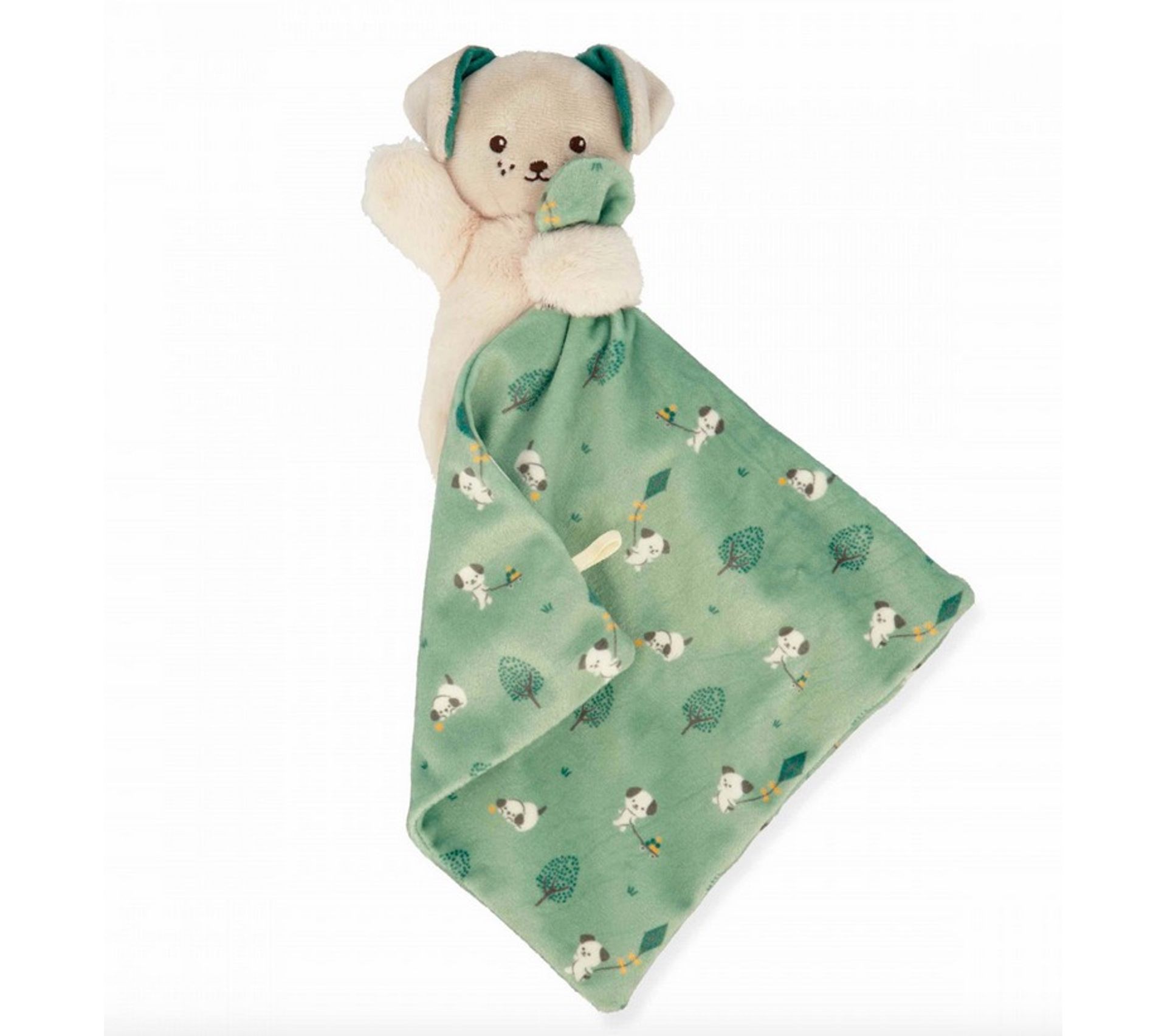 Doudou Carre Douceur Chien Vert - 18 Cm - BUT