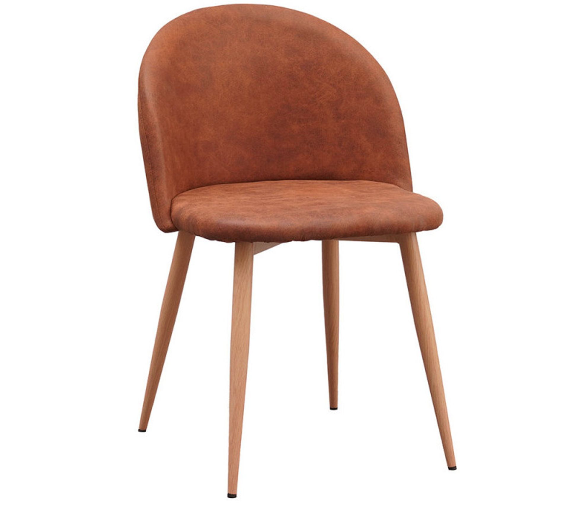 Chaise Rembourrée Simili Cuir Marron Clair Et Pieds Acier Naturel ...