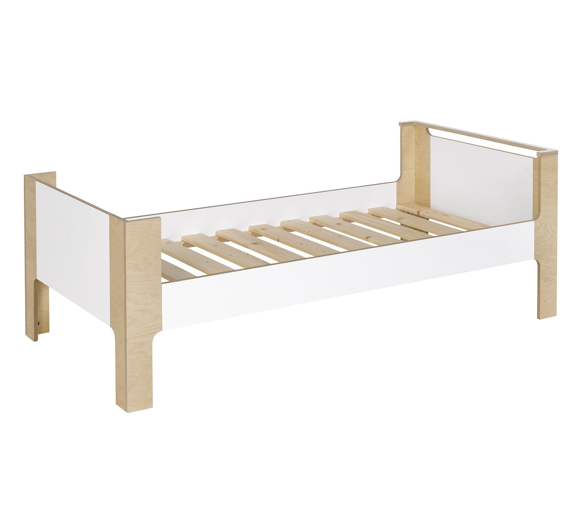 Lit Enfant 90x190 Blanc Et Bouleau Symi - Lit enfant BUT