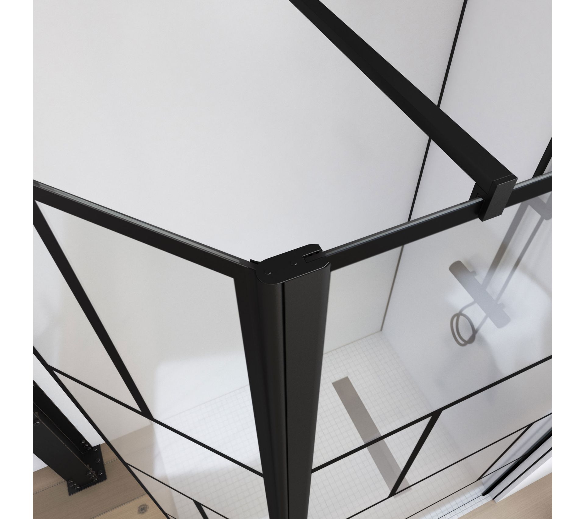 Paroi De Douche Avec Pivot 90+40x195cm - Sérigraphie Type Briques Et ...