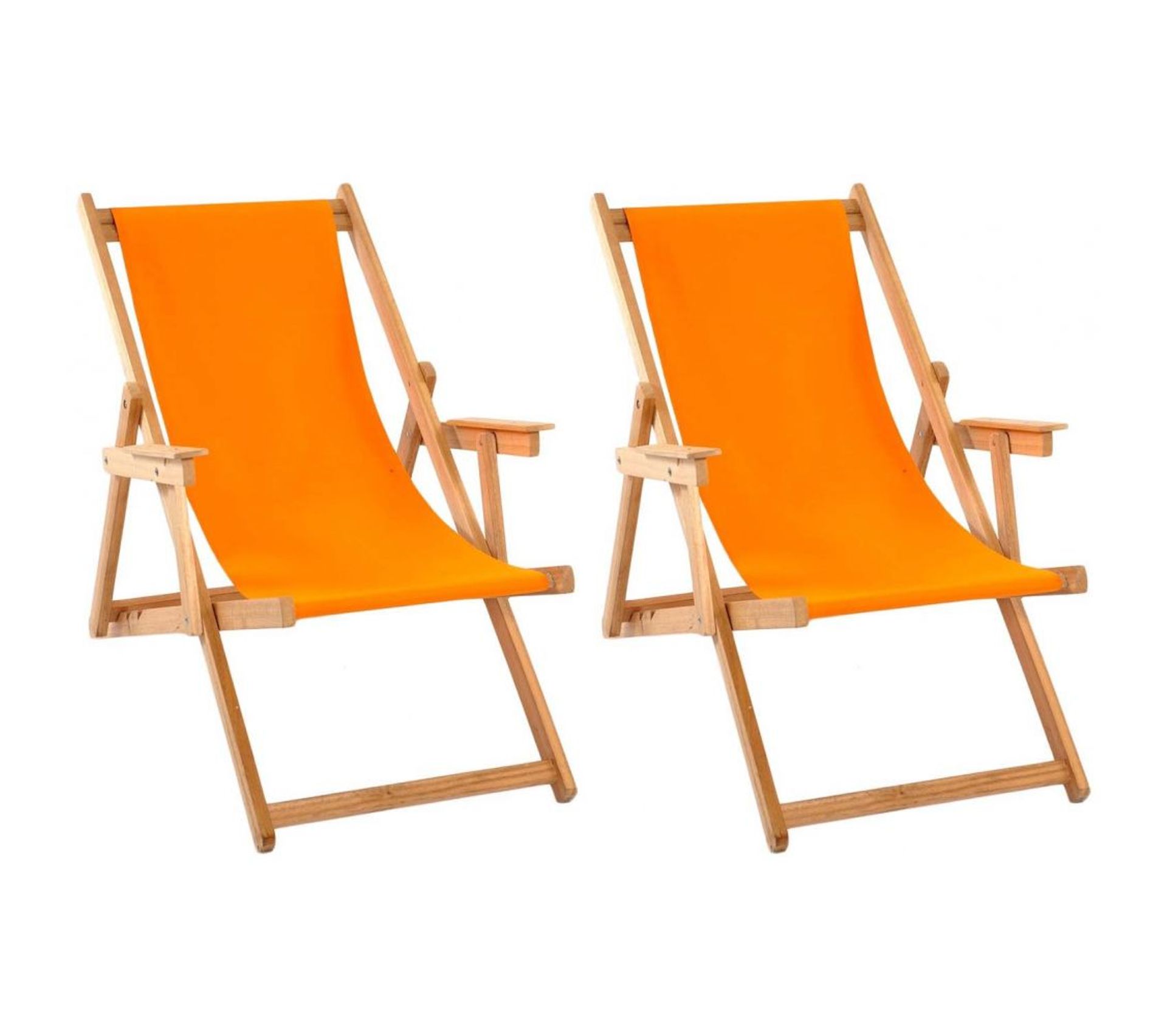 Chilienne Transat Bois D'eucalyptus Tissu 100% Coton Elvas (lot De 2 ...