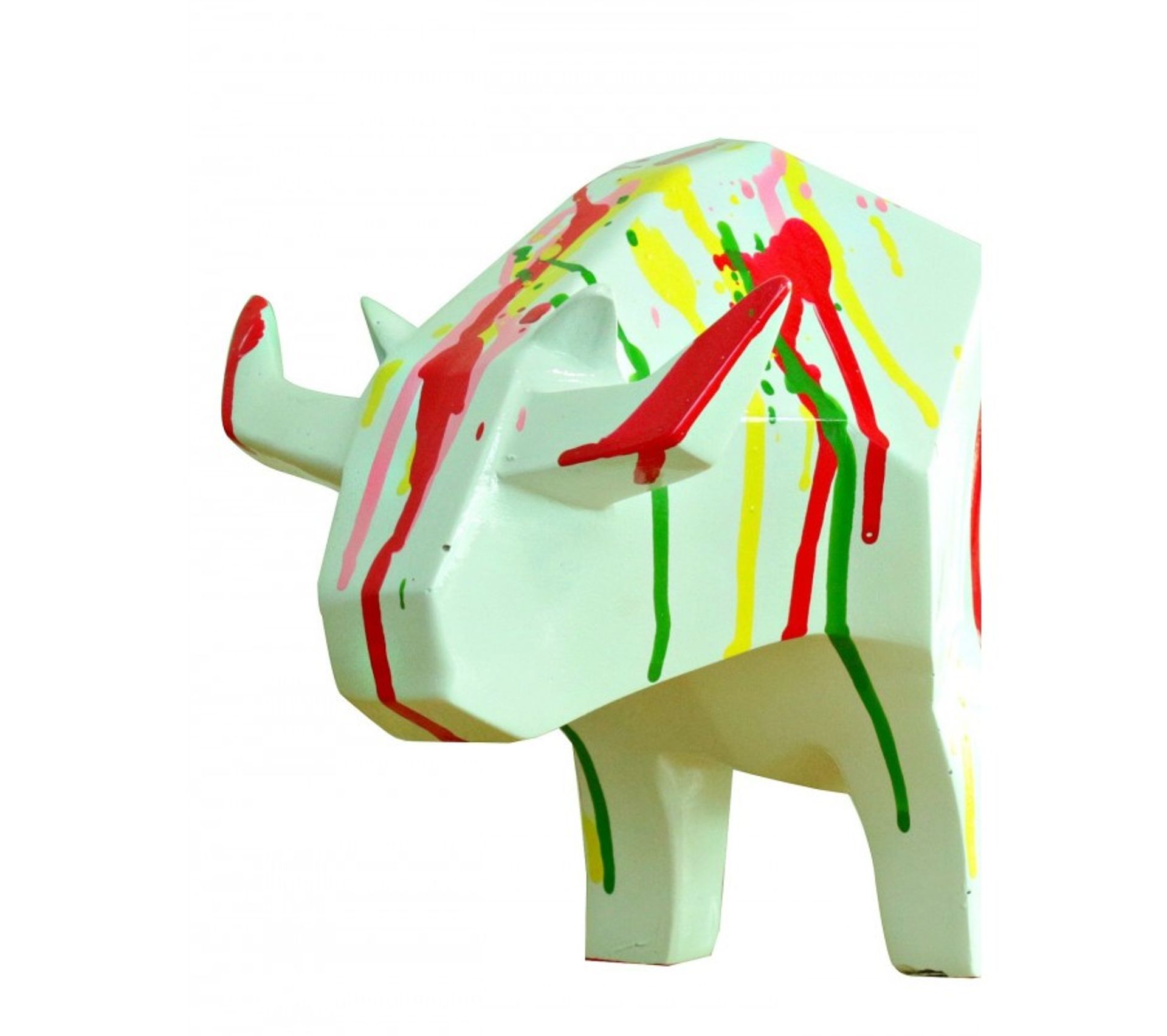 Statue Taureau Blanc Décoration Style Cubique - Blanc Et Jets De ...