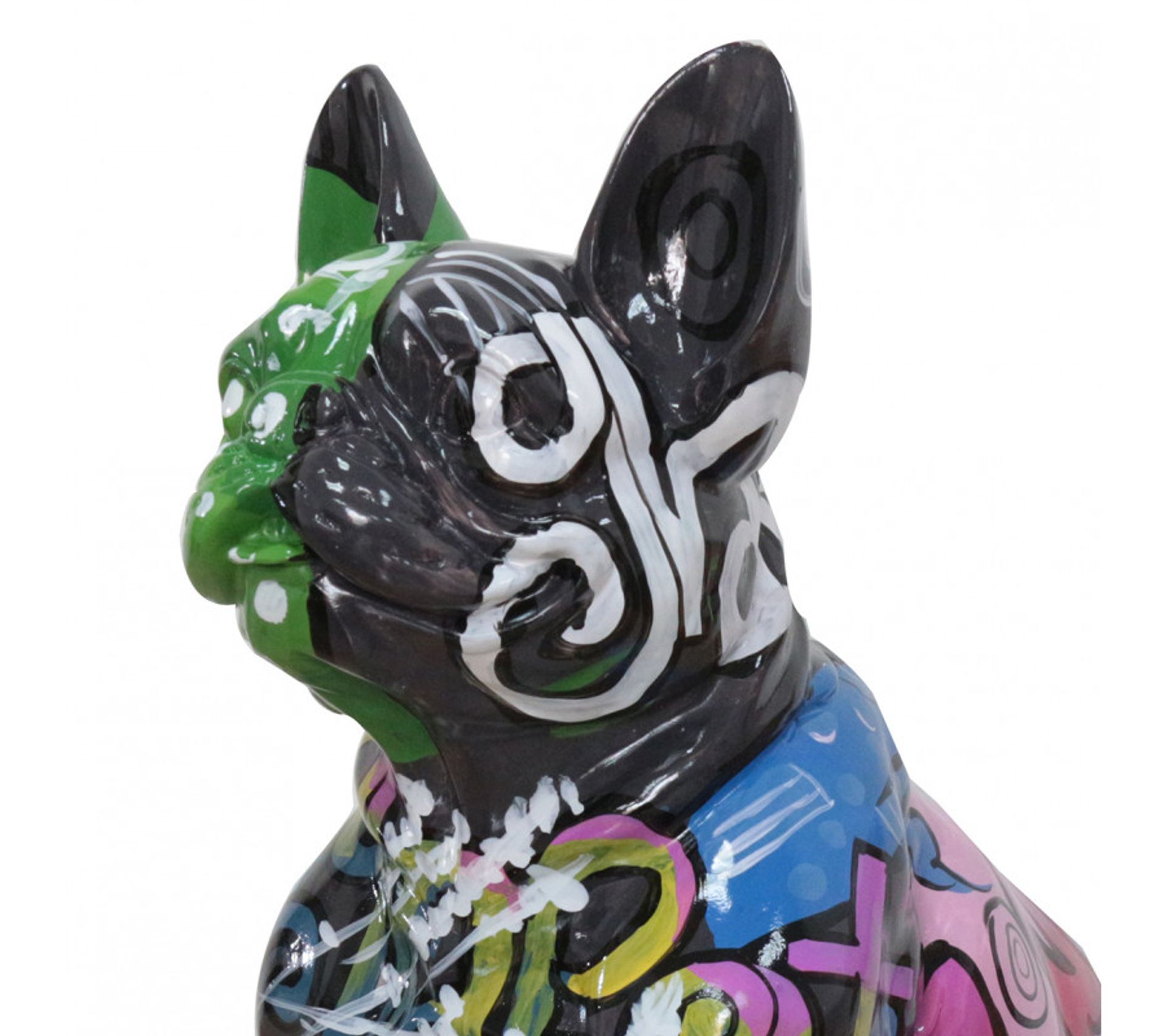 Statue Chien Bulldog Assis Tagué Multicolore En Résine - Fabien ...