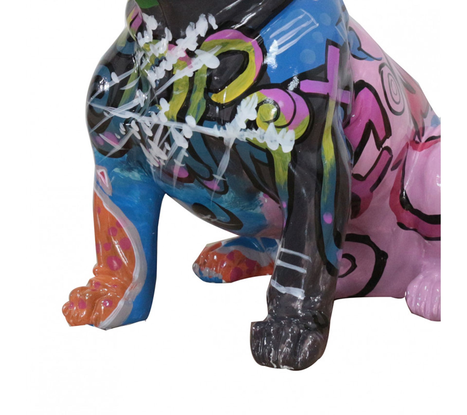 Statue Chien Bulldog Assis Tagué Multicolore En Résine - Fabien ...