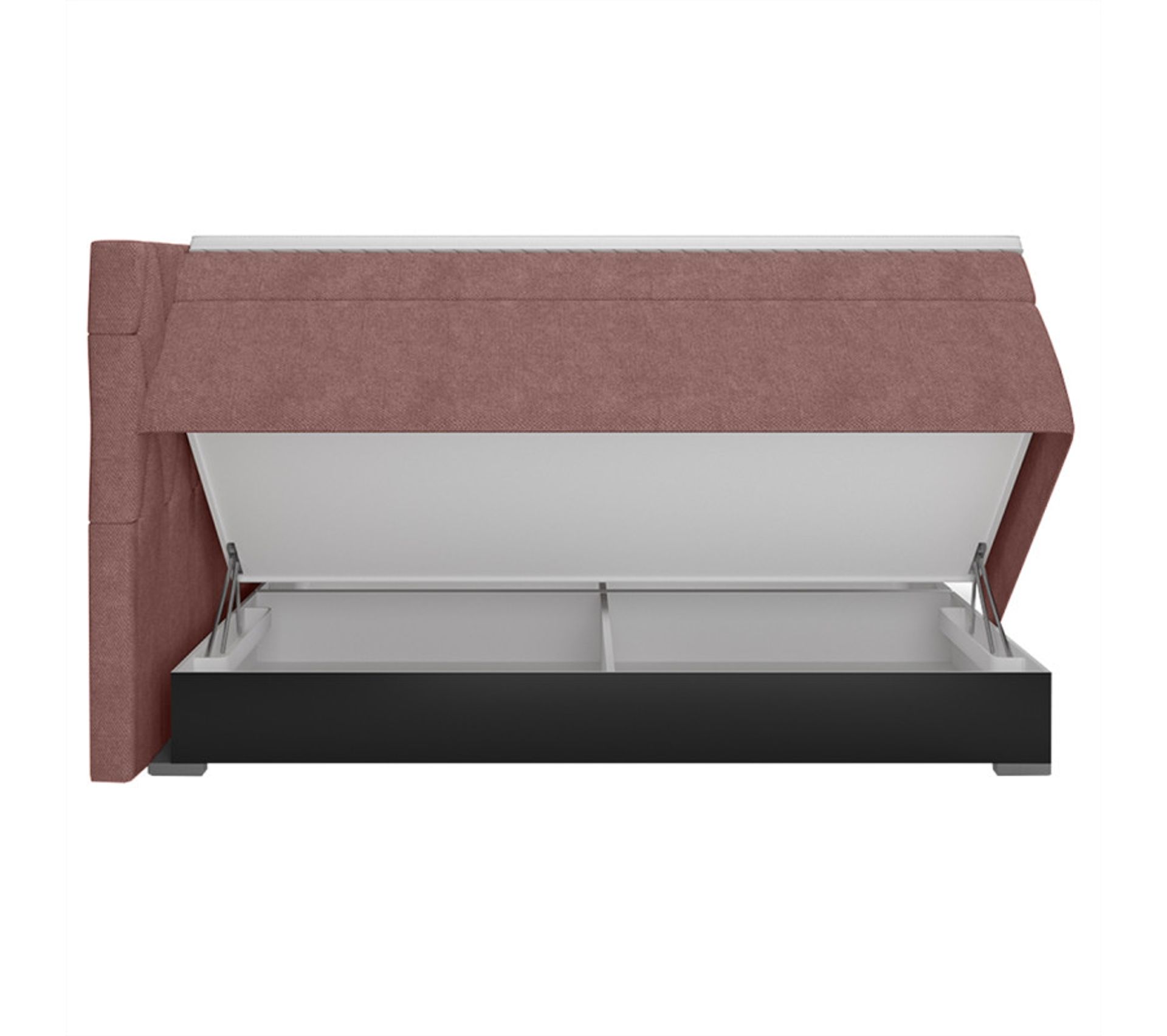 Lit Boxspring 160x200 Cm Tissu Rose 2 Rangements Latéraux- Layla - BUT
