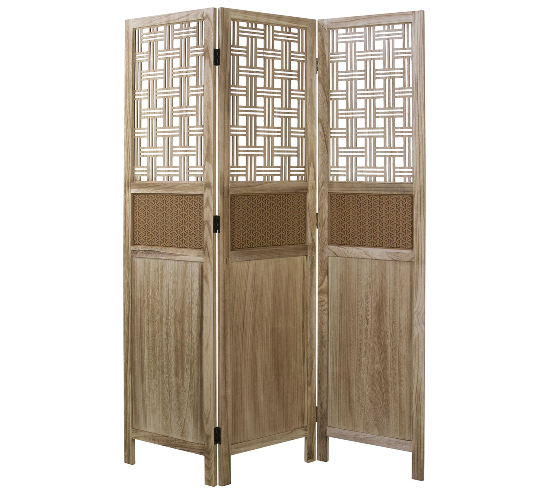 Paravent En Bois De Paulowina Coloris Brun Et Blanc Dim H170 X L120 X P17cm Paravent But
