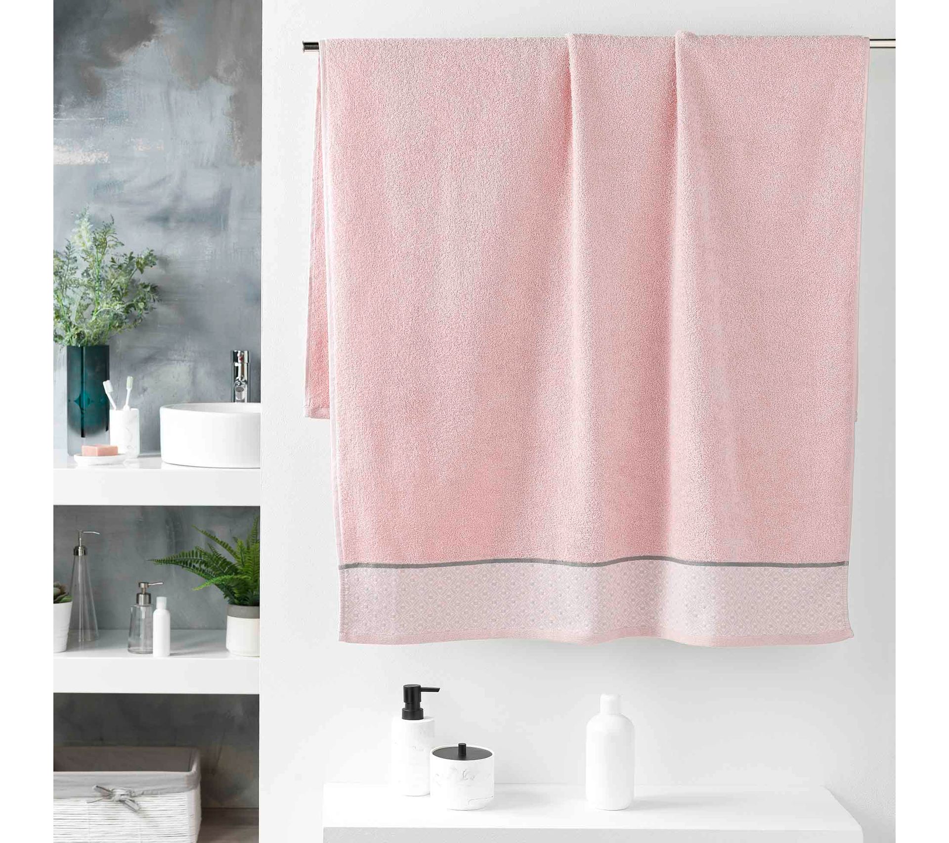 Serviette De Toilette 90 X 150 Cm Art-chic Beline Rose - Serviette ...