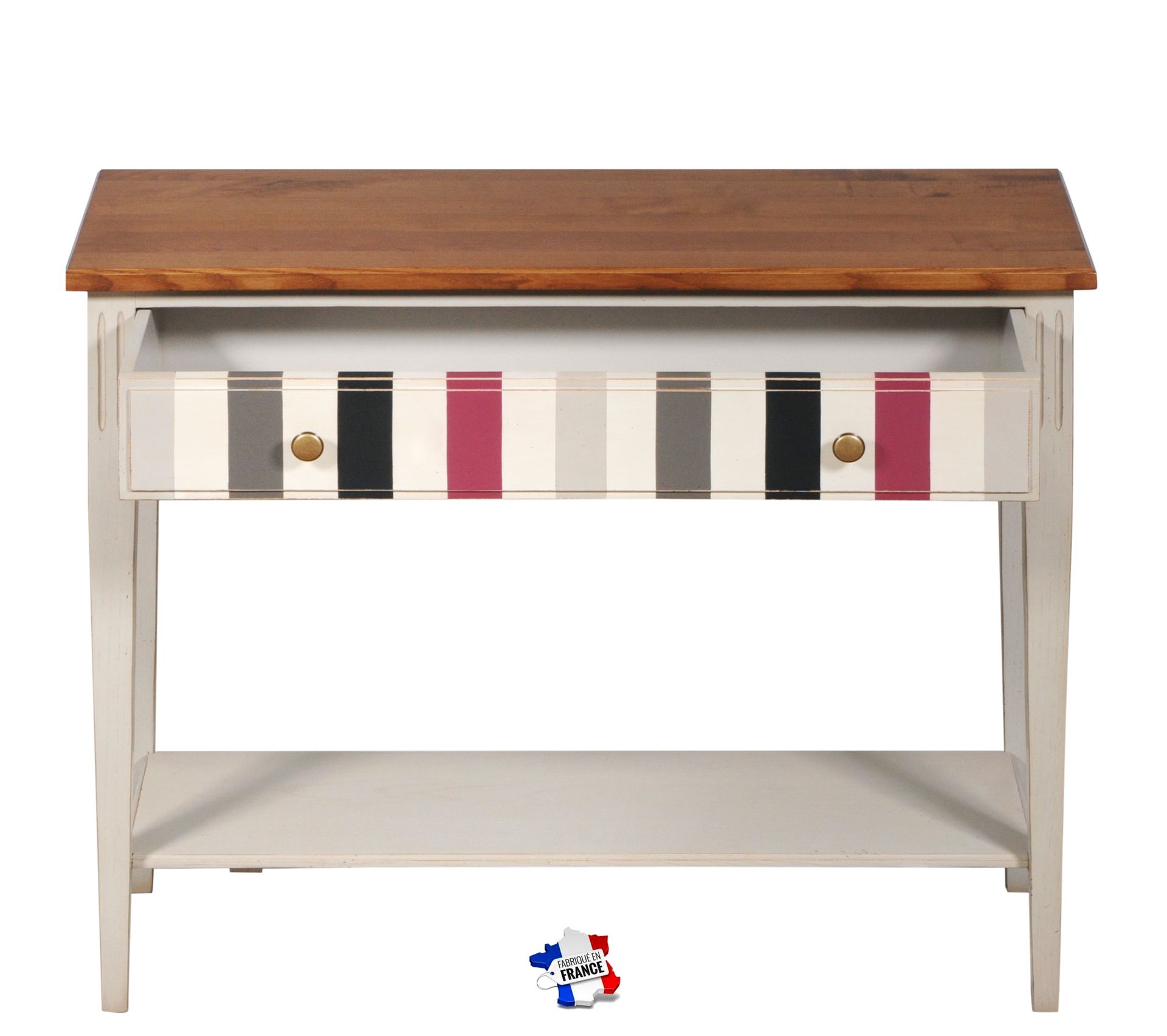 Console 1 Tiroir En Merisier Massif - Table console BUT