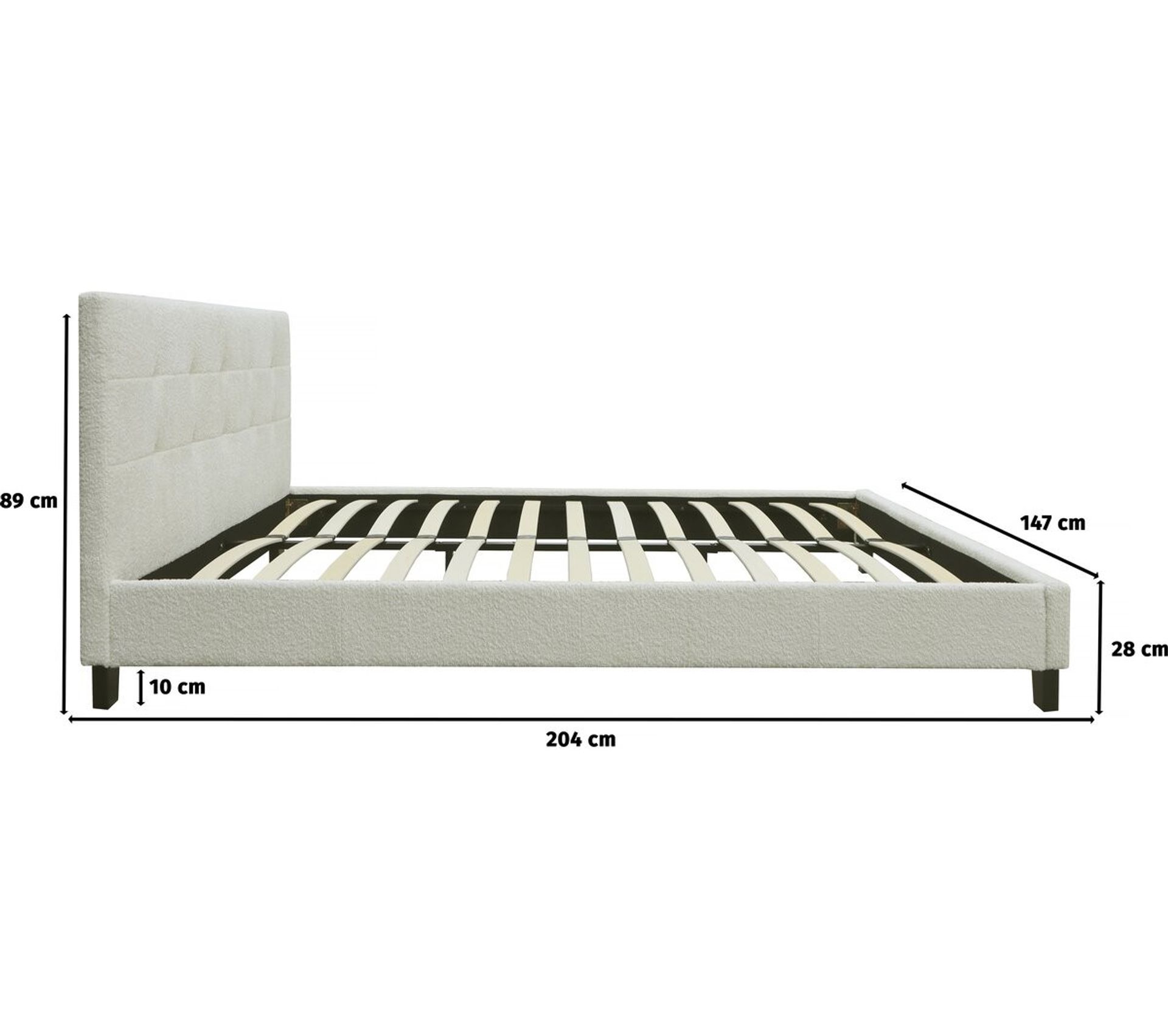 Lit Tissu Bouclette "julia" 140x190cm - Crème - Lit BUT
