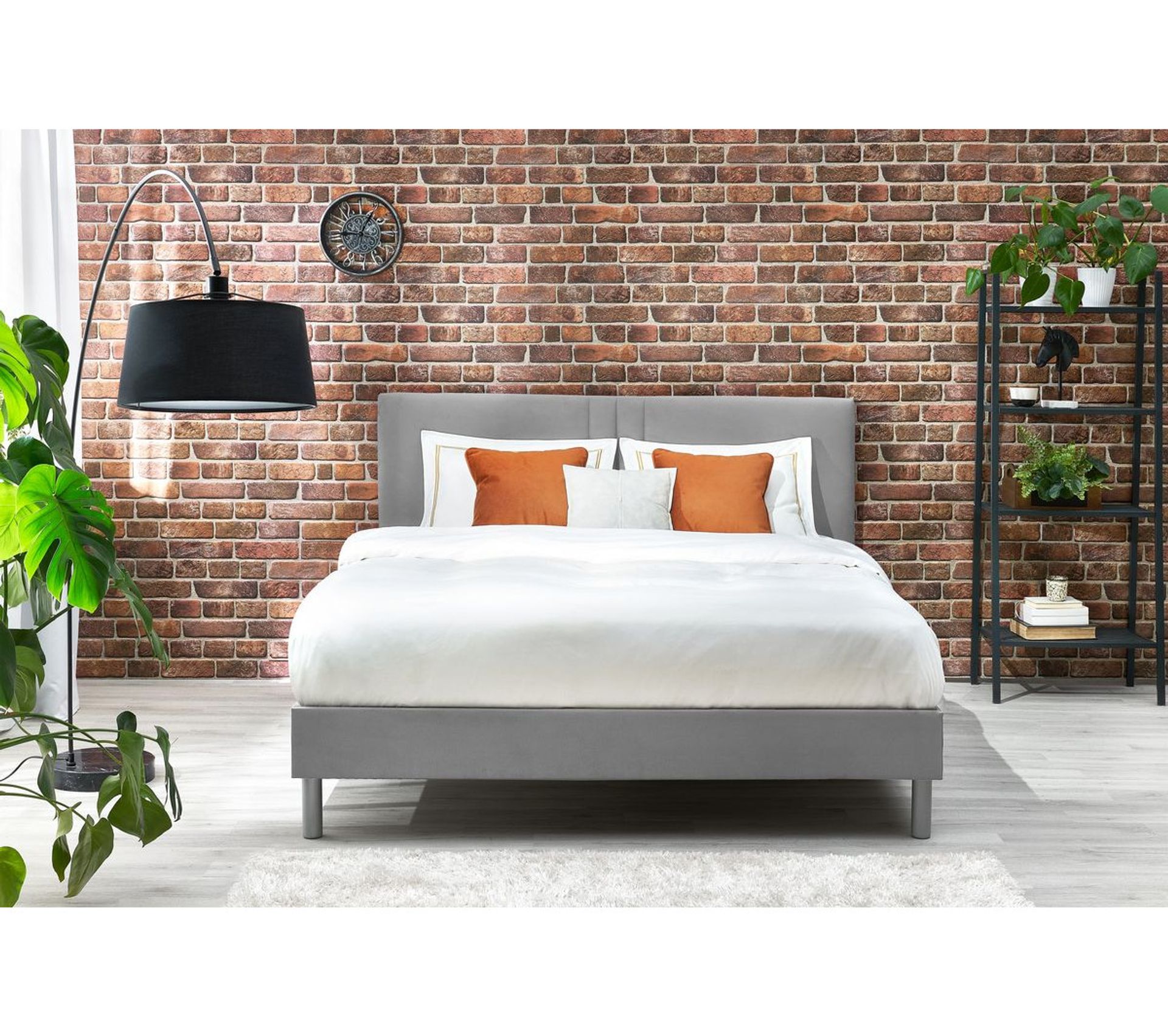 Lit 140x190 Cm Kerry Avec Lattes Massives Gris 140x190 Moderne - Lit BUT