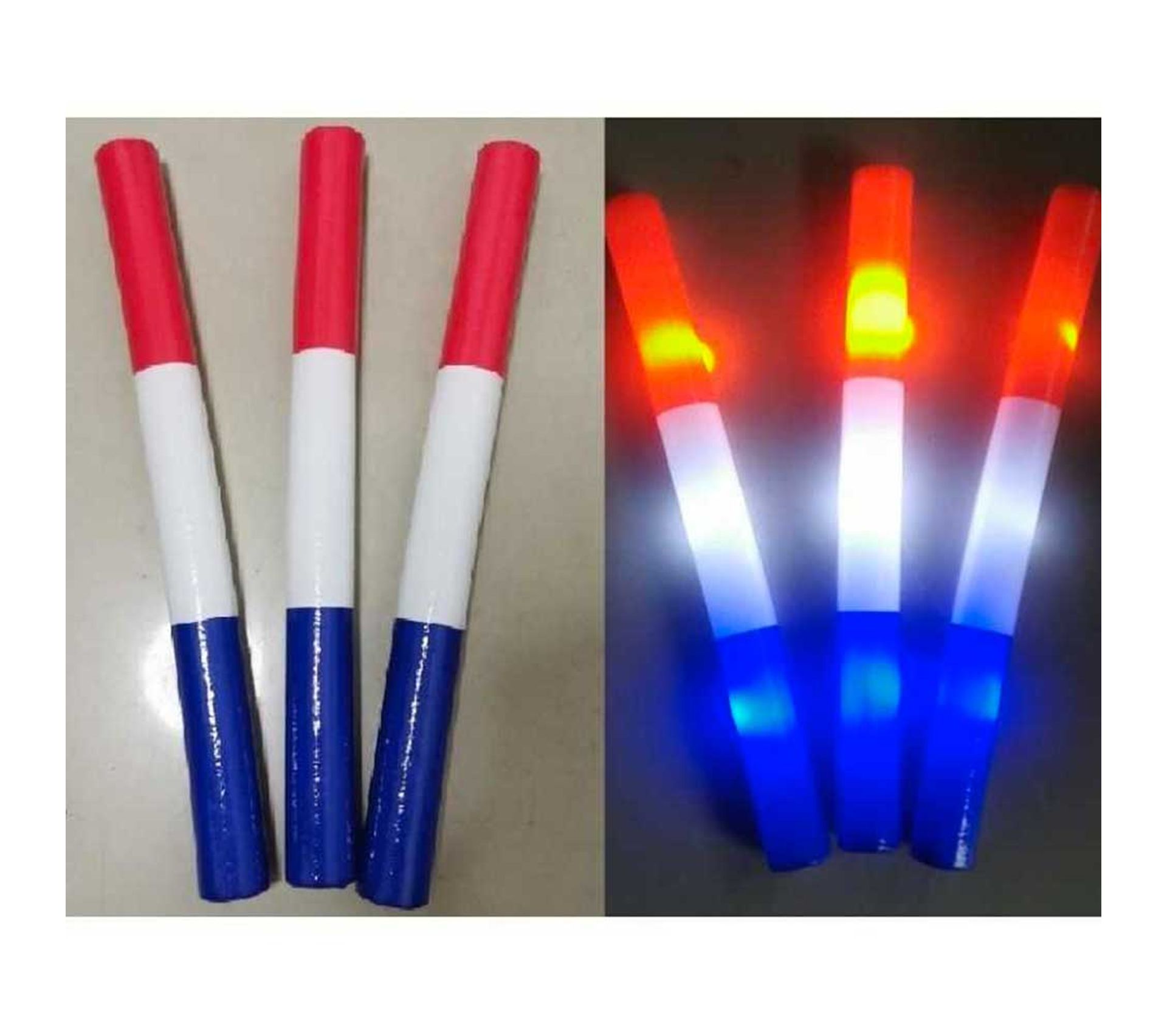 Bâton Tube Mousse Lumineux à LED Tricolore Bleu/blanc/rouge France ...