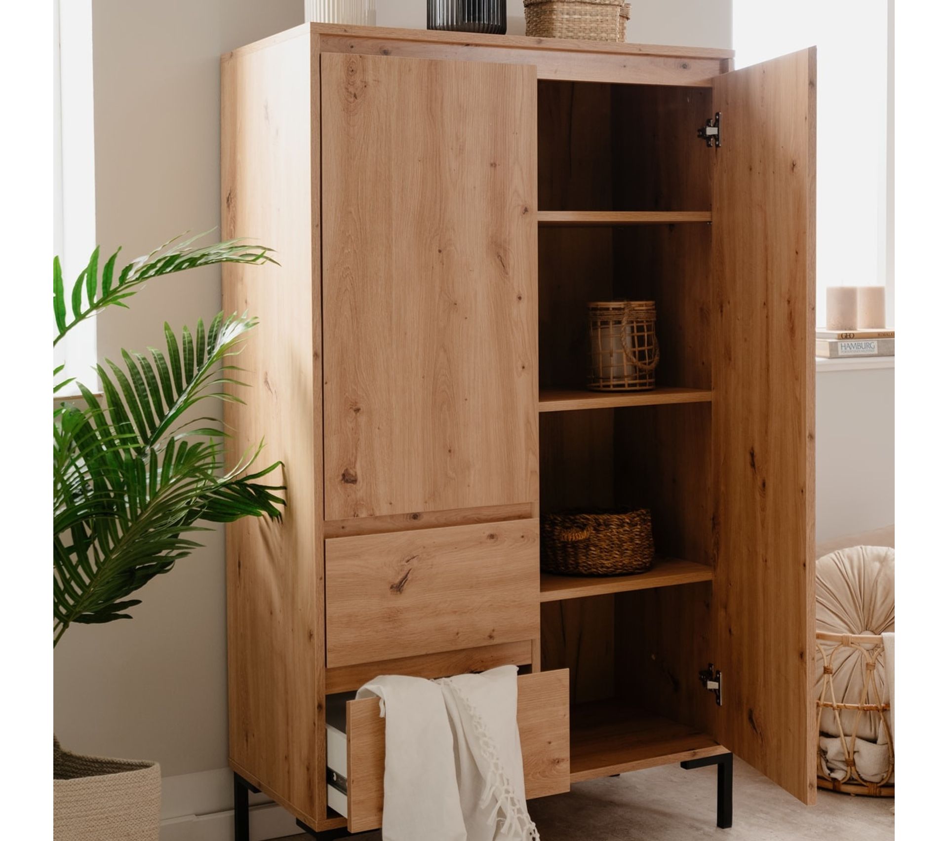 Buffet Haut 2 Portes Effet Chêne 81 Cm - Ronda - Buffet BUT