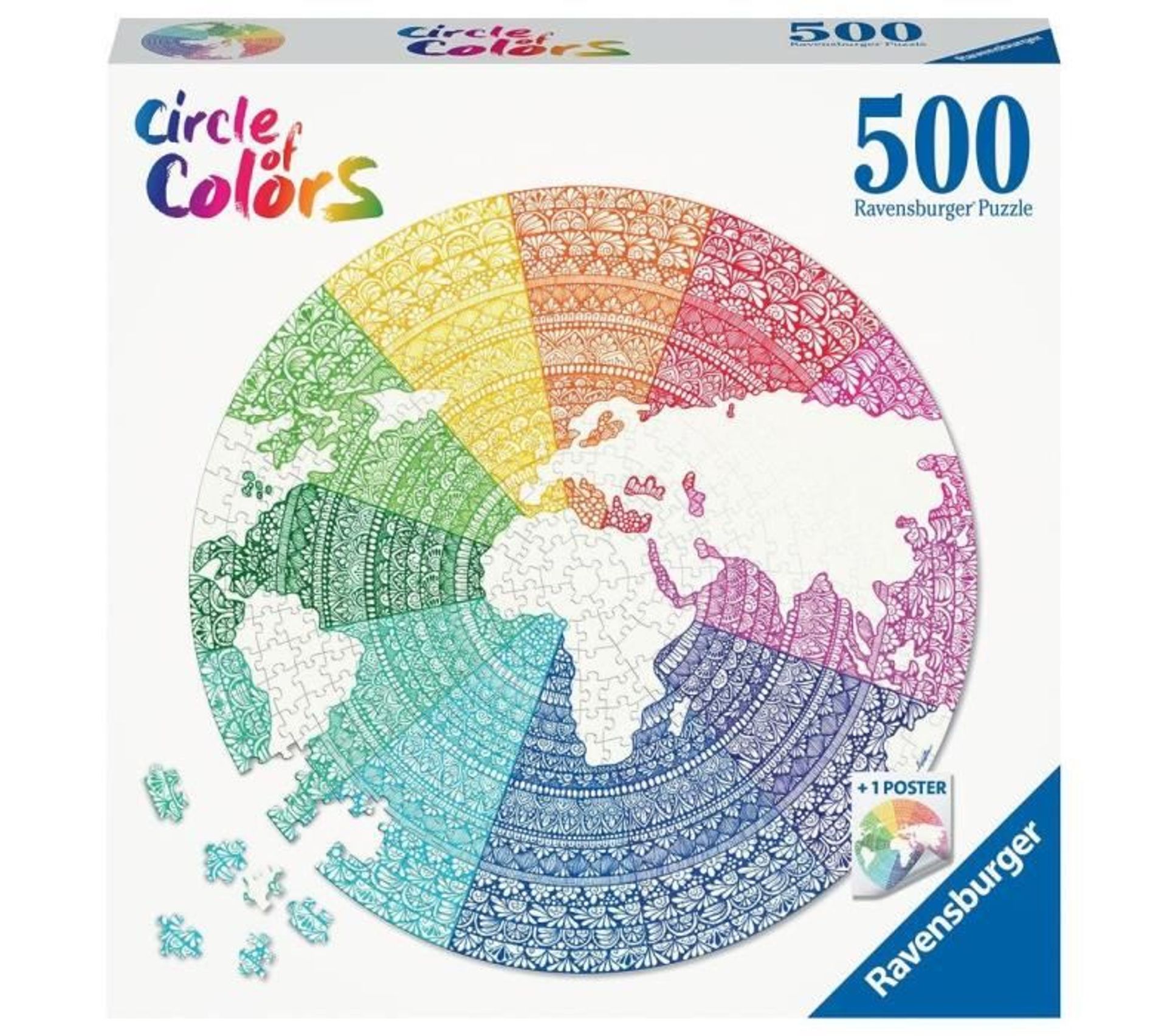 Ravensburger - Puzzle Rond 500 Pieces - Mandala (circle Of Colors ...