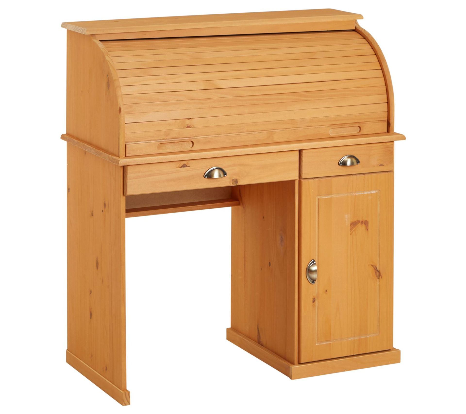 Bureau Secrétaire Tom Avec 2 Tiroirs Et 1 Porte En Pin Massif Lasuré Brun