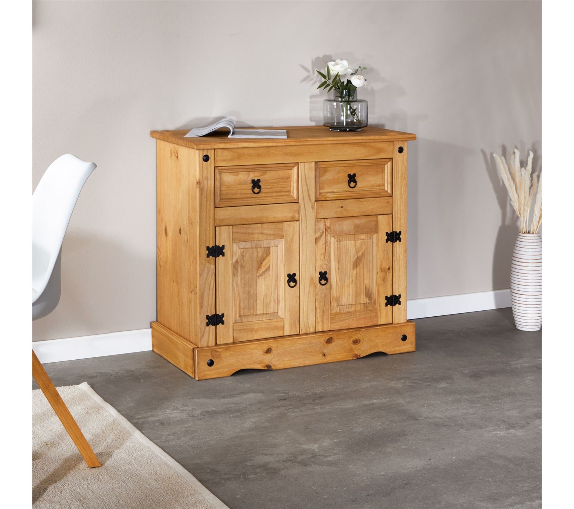 Buffet En Pin Salsa Style Mexicain, Avec 2 Portes Et 2 Tiroirs - Buffet BUT