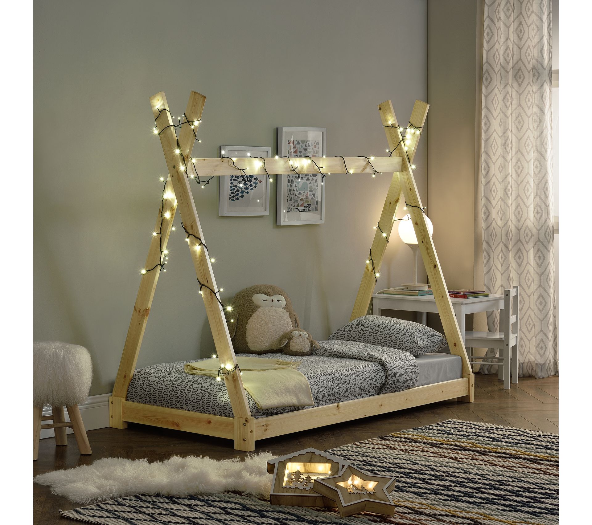 Lit De Tipi Pour Enfant Onejda Bois Naturel 160 X 80 Cm - Lit enfant BUT
