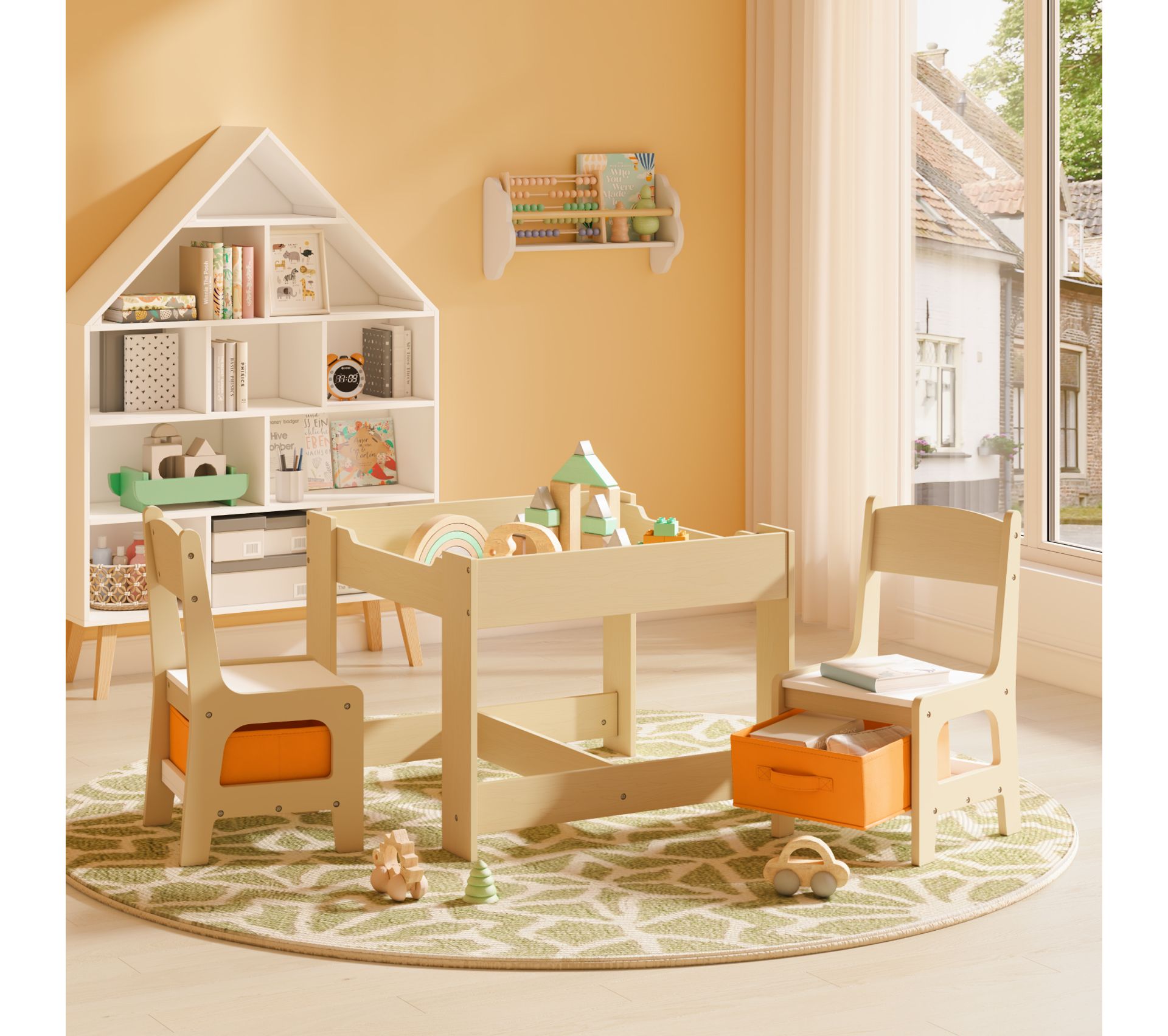 1 Table D'enfant + 2 Chaises Avec Espace De Rangement Pour Enfants D ...