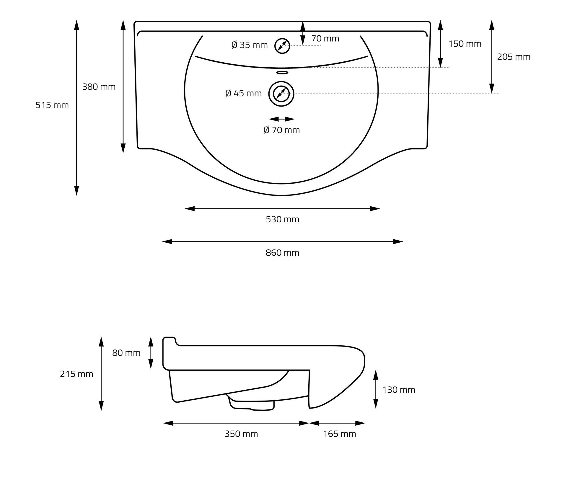 Lavabo Éncastre En Céramique Blanc Brillant Vasque Á Poser Evier 86x21 ...