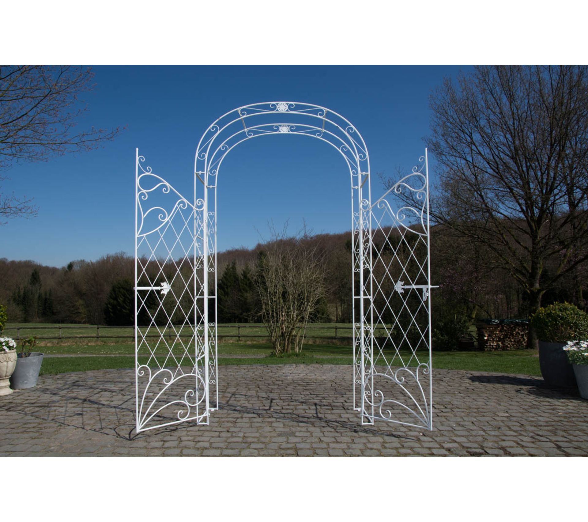 Arche À Rosiers En Fer Melissa Avec Porte Blanc - Clôture - Palissade BUT