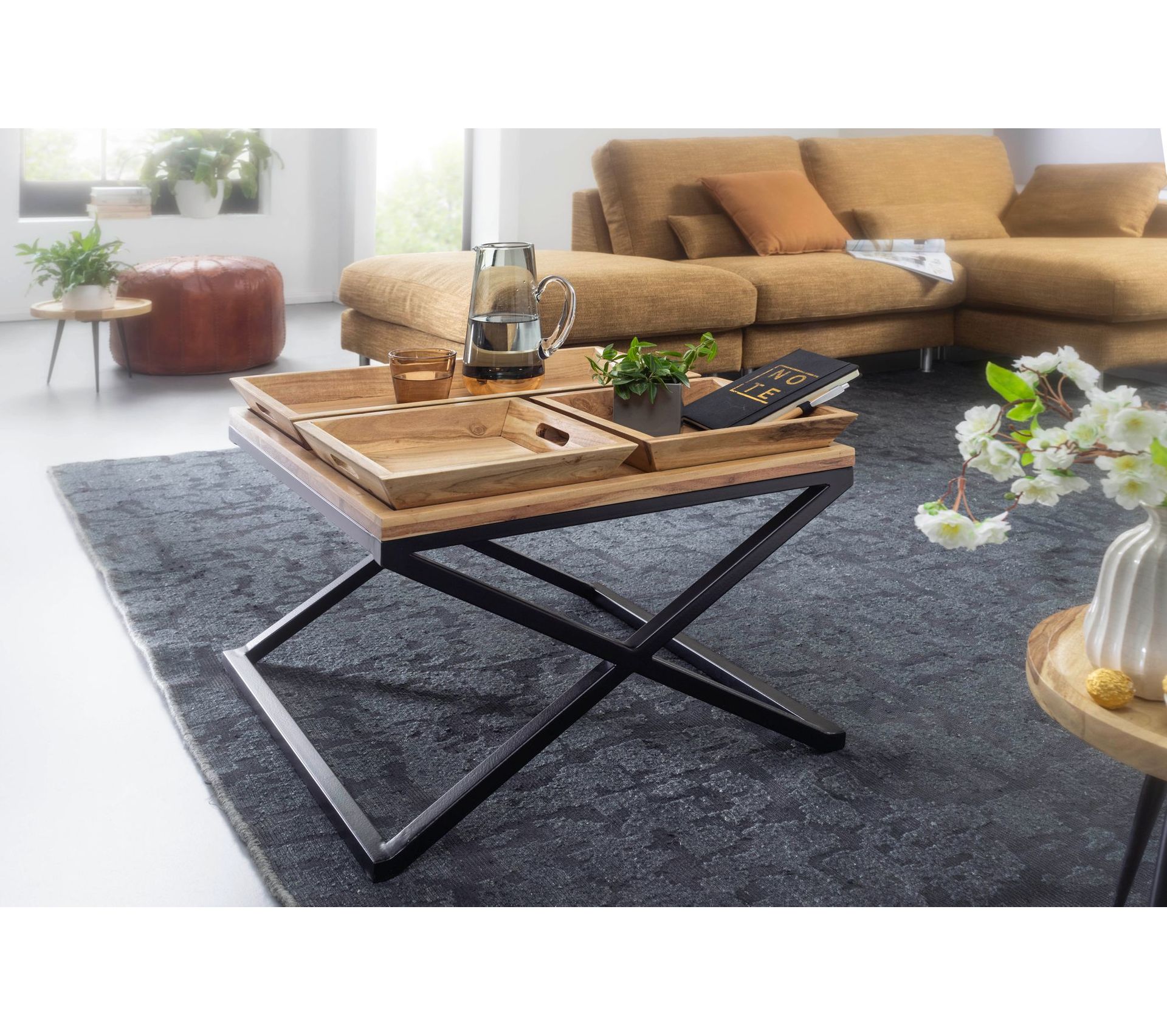 Table Basse Bois Massif 60x47.5x60 Cm Table De Salon Table Basse ...