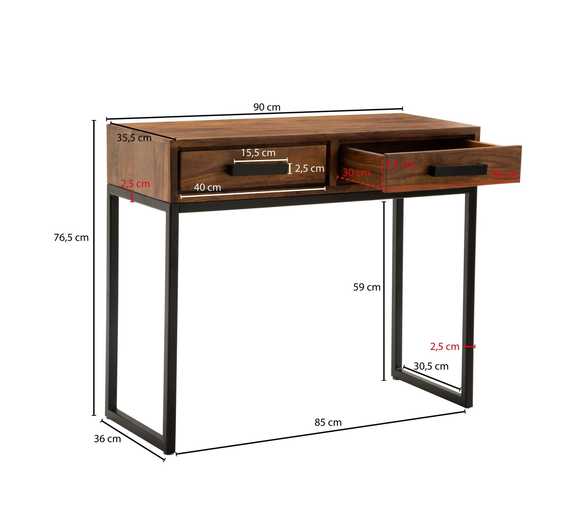 Table Console Bois Massif 90 Cm Table D'ordinateur Table Du Couloir ...