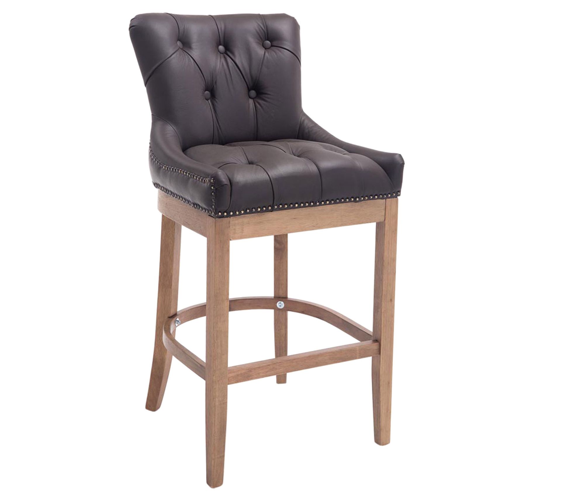 Tabouret De Bar Lakewood Antique-clair Cuir Véritable Marron - Tabouret BUT