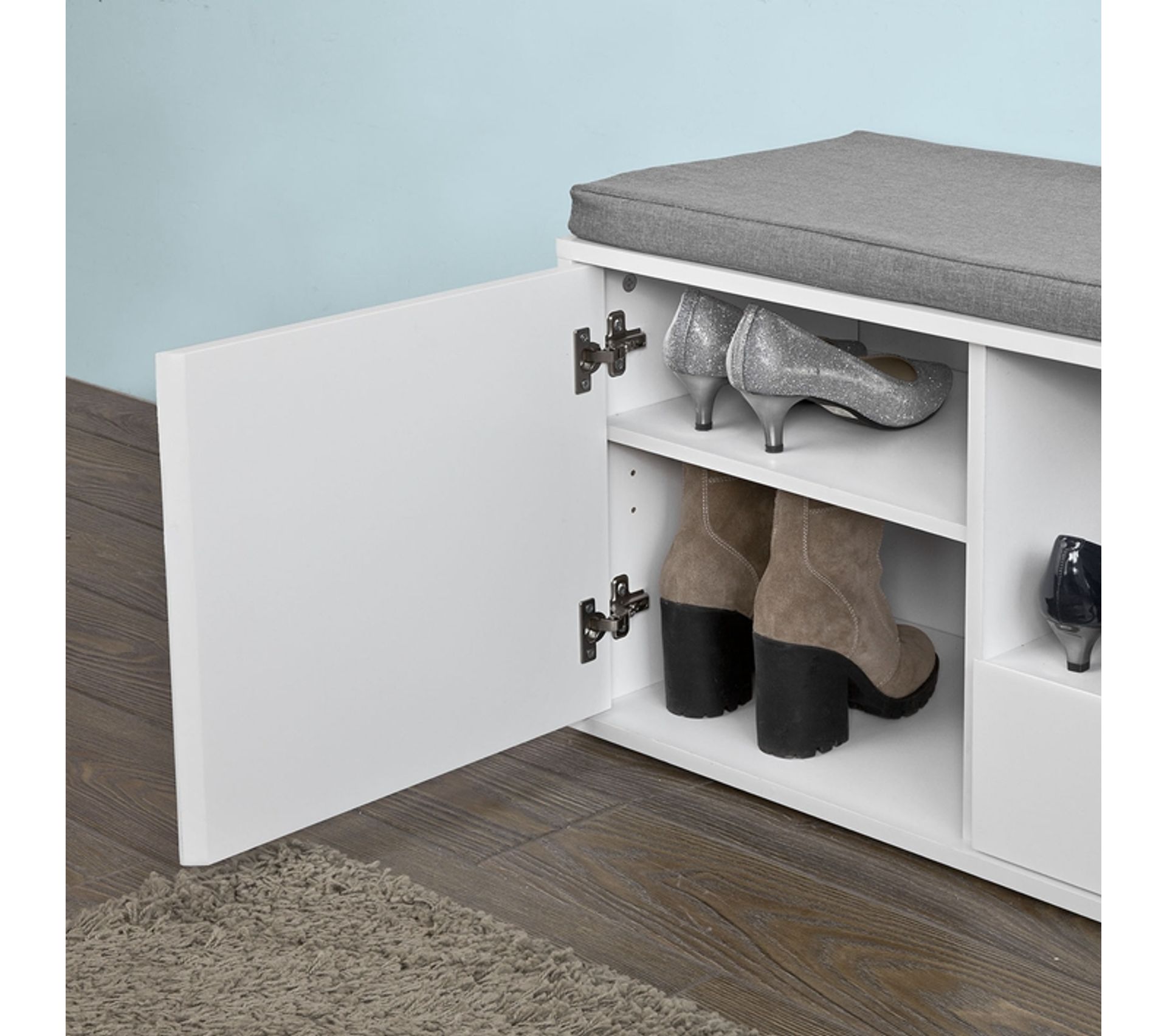Banc De Rangement À Chaussures Avec Coussin Rembourré, Tiroir Et ...