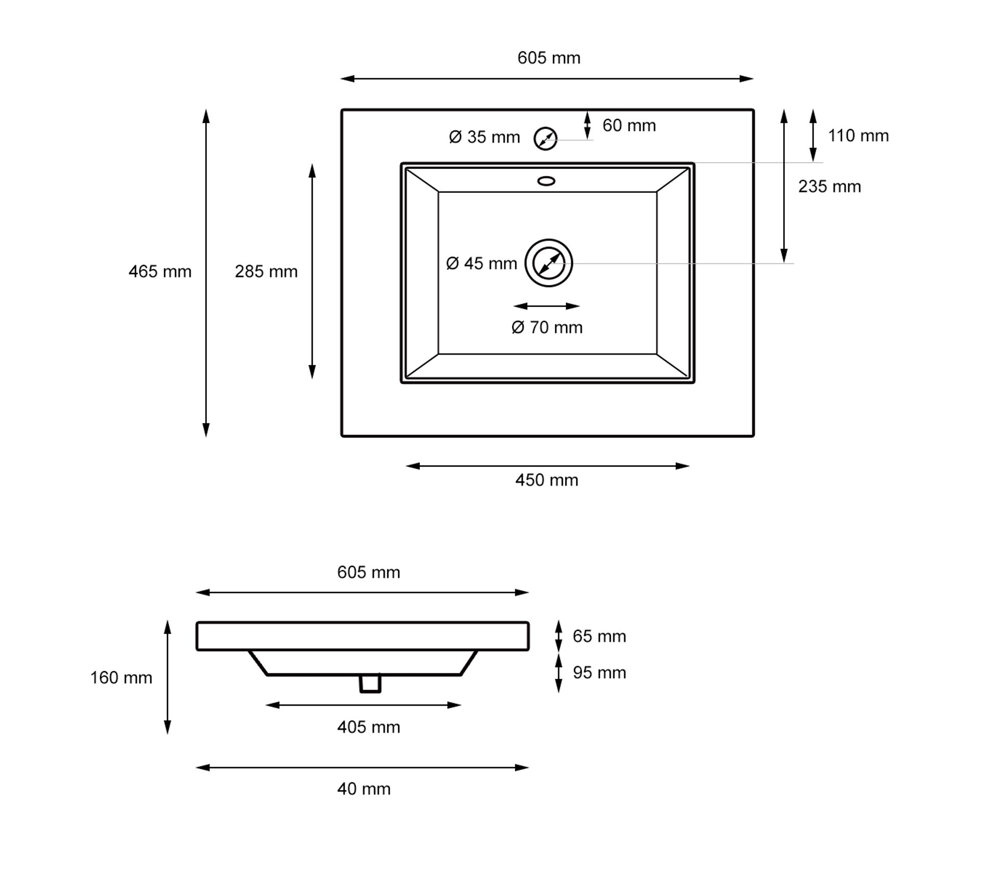 Lavabo Vasque À Encastrer Céramique Évier Encastré Salle De Bain ...