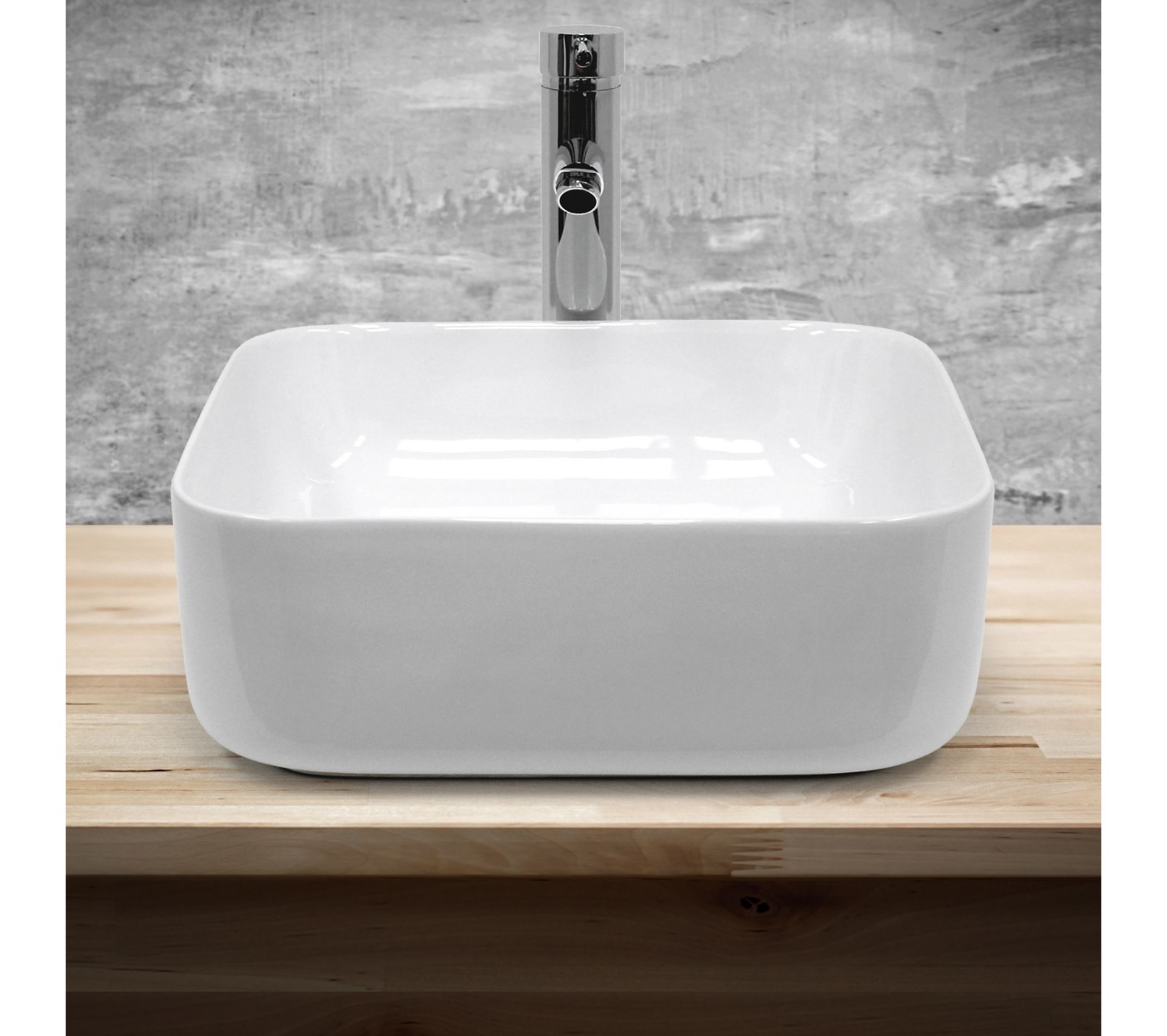 Lavabo Carré Céramique Vasque À Poser Salle De Bain Lave-mains Blanc ...