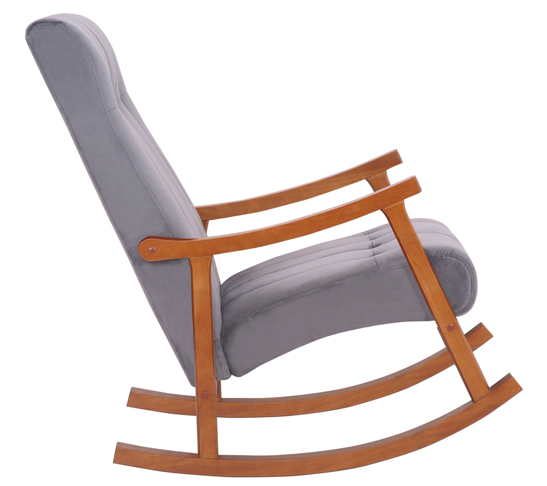 Chaise À Bascule Saltillo En Velours Pieds En Bois De Caoutchouc Noyer ...