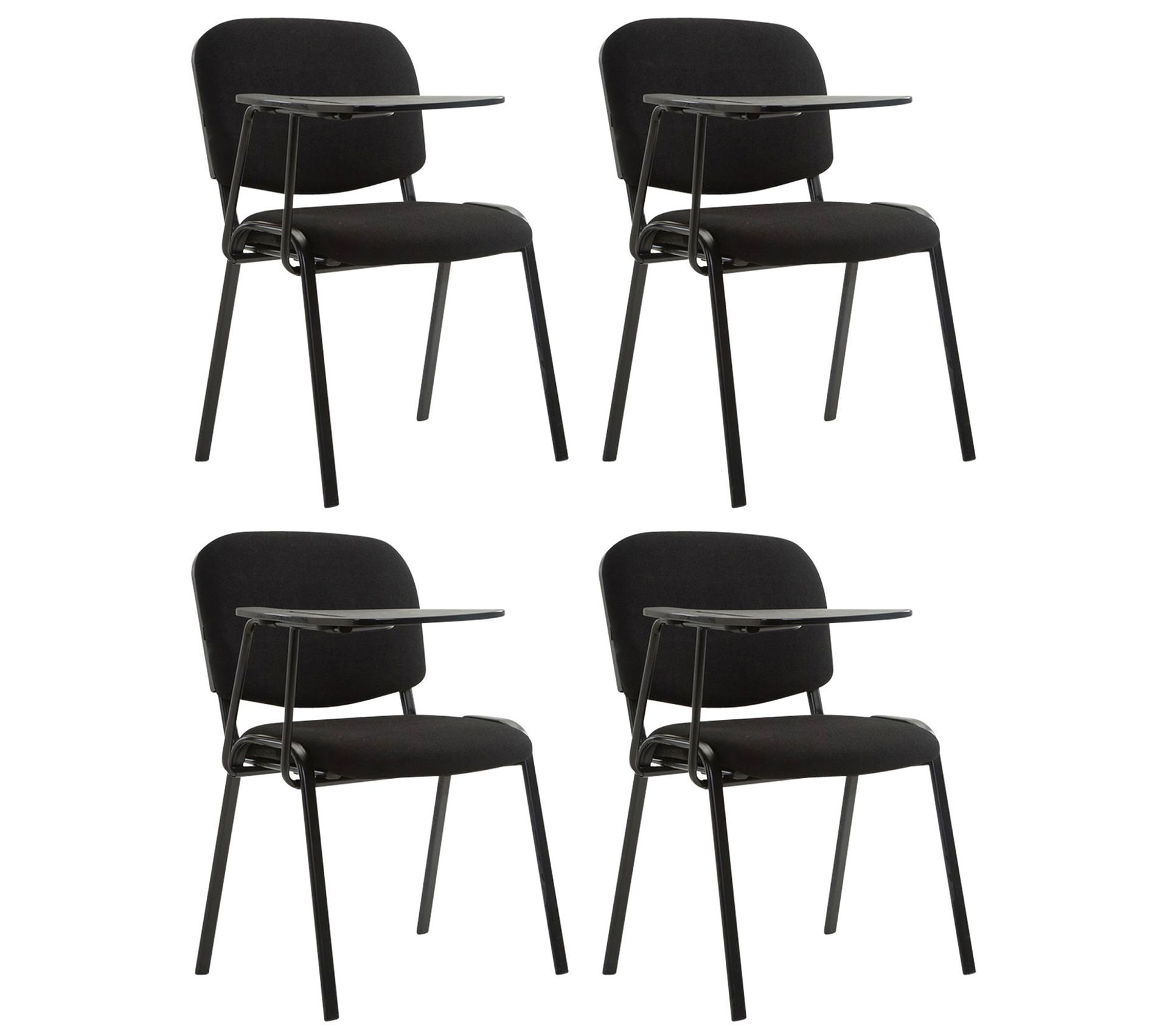 Lot De 4 Chaises Ken En Tissu Avec Tablette Rabattable Noir - Chaise ...