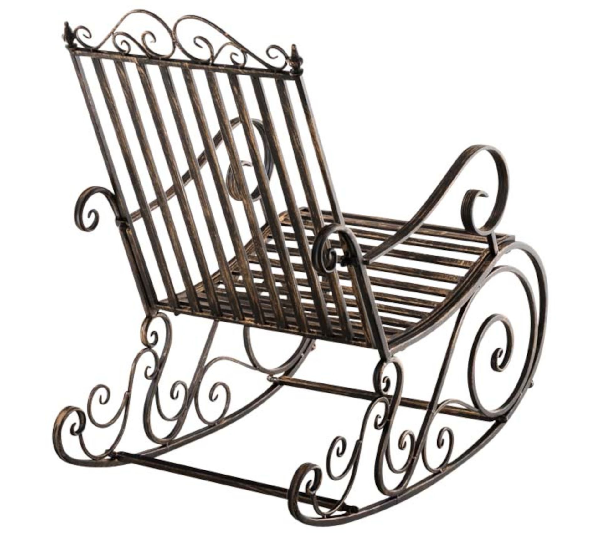 Lot De 2 Fauteuils À Bascule D'extérieur Smilla En Fer Forgé Bronze ...