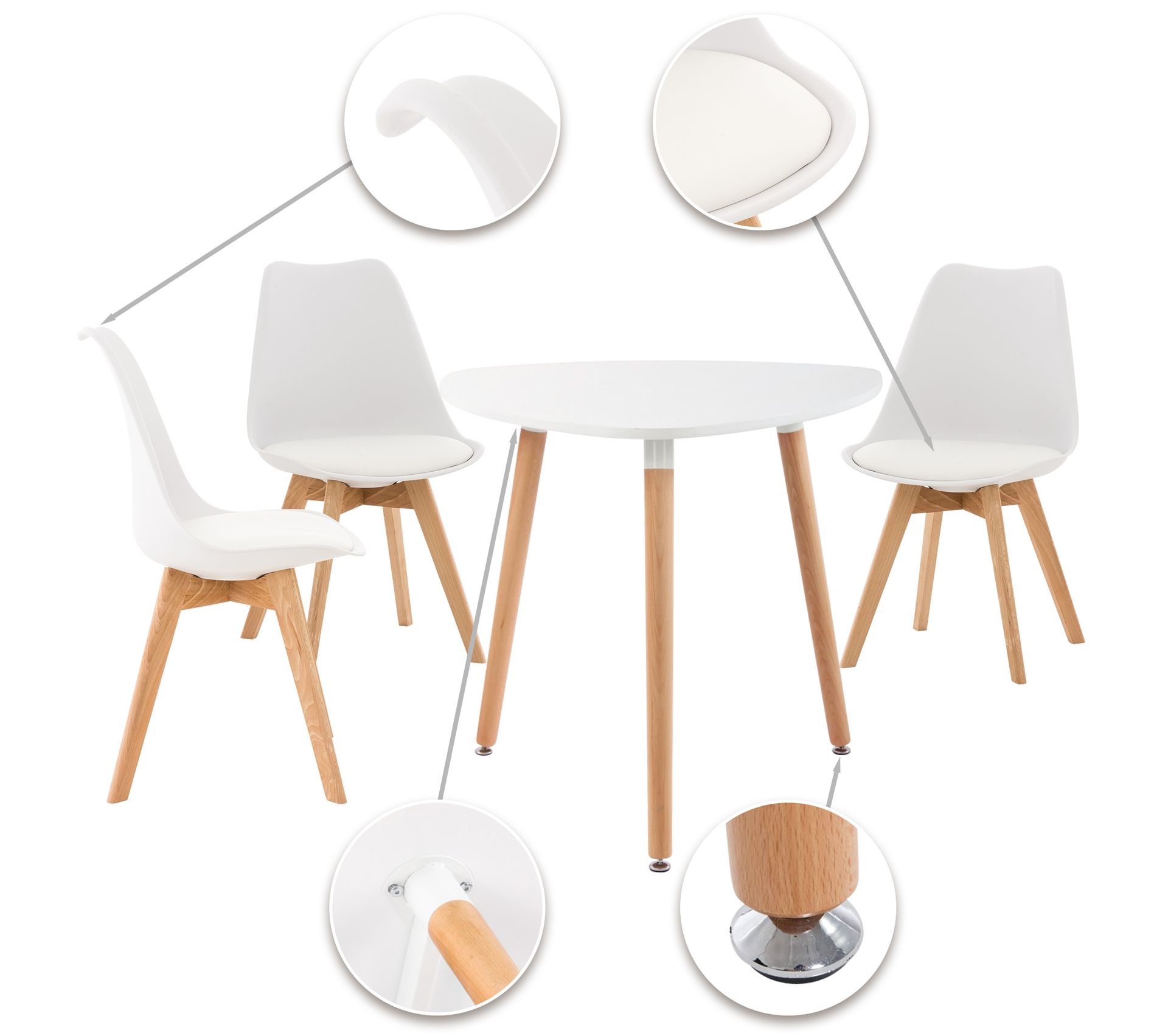 Ensemble De Salle À Manger Libanera Avec 1 Table Et 3 Chaises Blanc ...