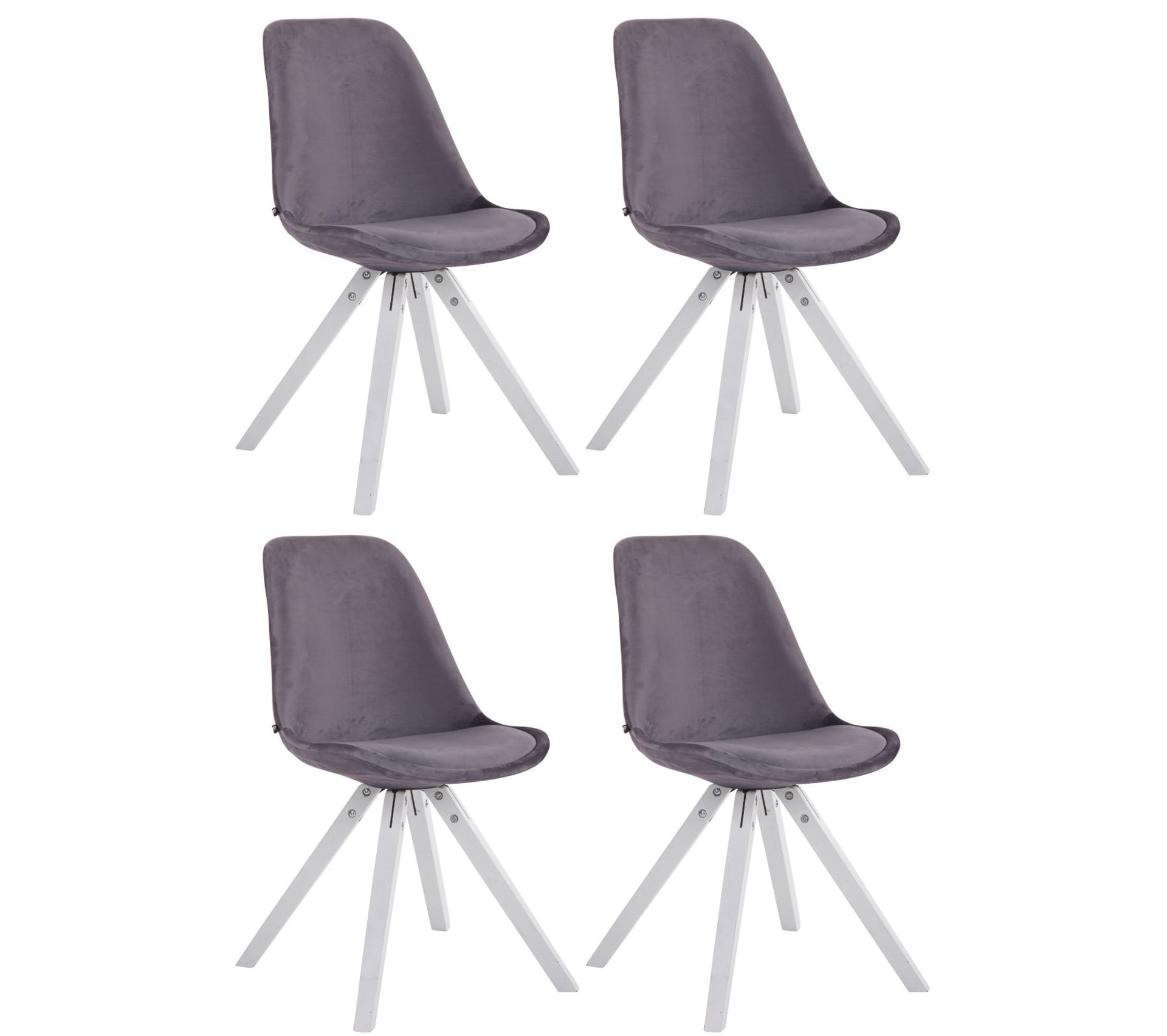 Lot De 4 Chaises De Salle À Manger Toulouse Velours Pieds Carrés Bois ...
