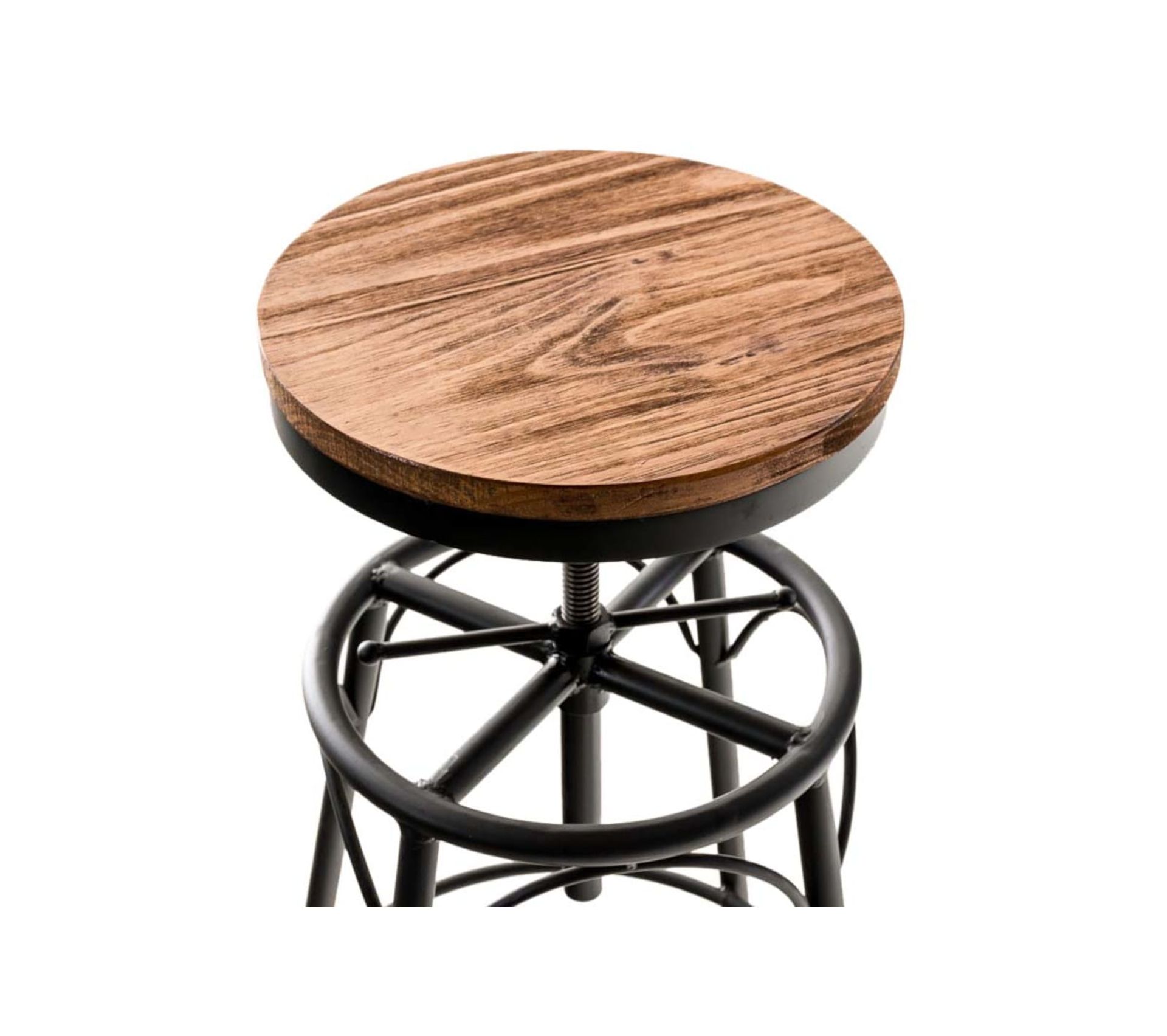 Lot De 2 Tabourets De Bar Beam Avec Assise En Bois Style Industriel ...