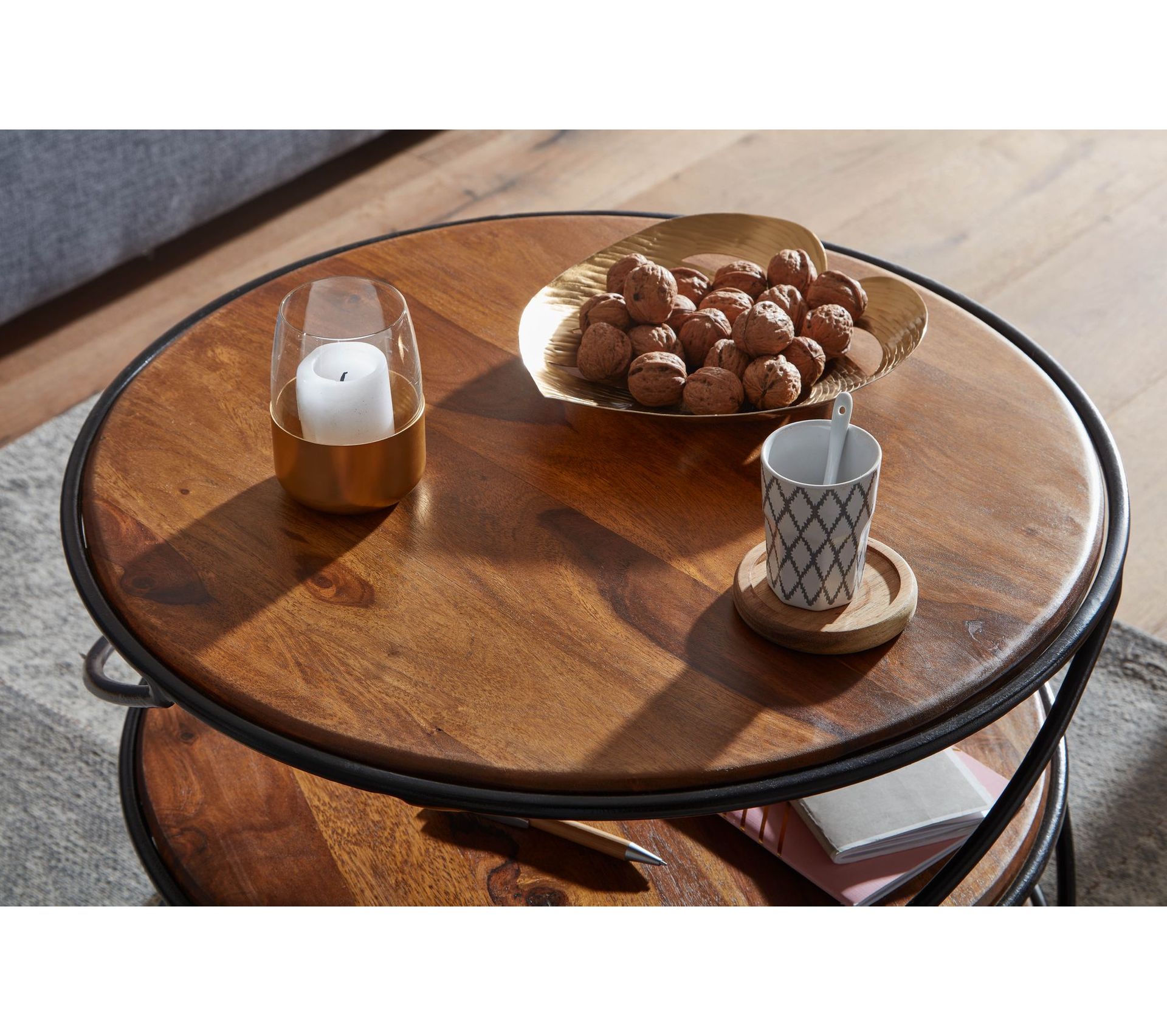 Table Basse De Salon Ronde Bois Massif 58x58x40,5cm Petite Table ...