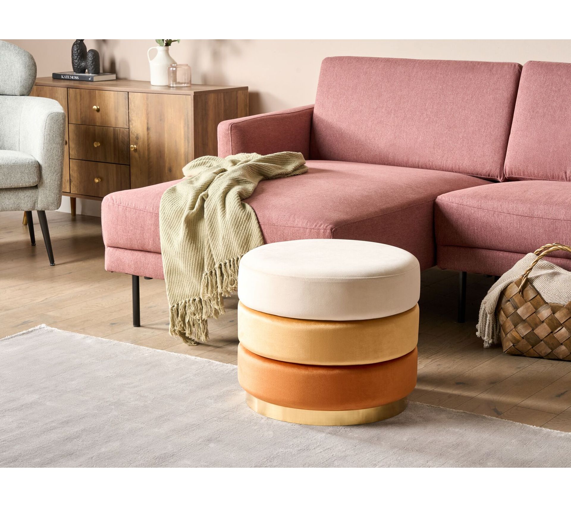 Pouf En Velours Orange Louin - Pouf - Poire BUT